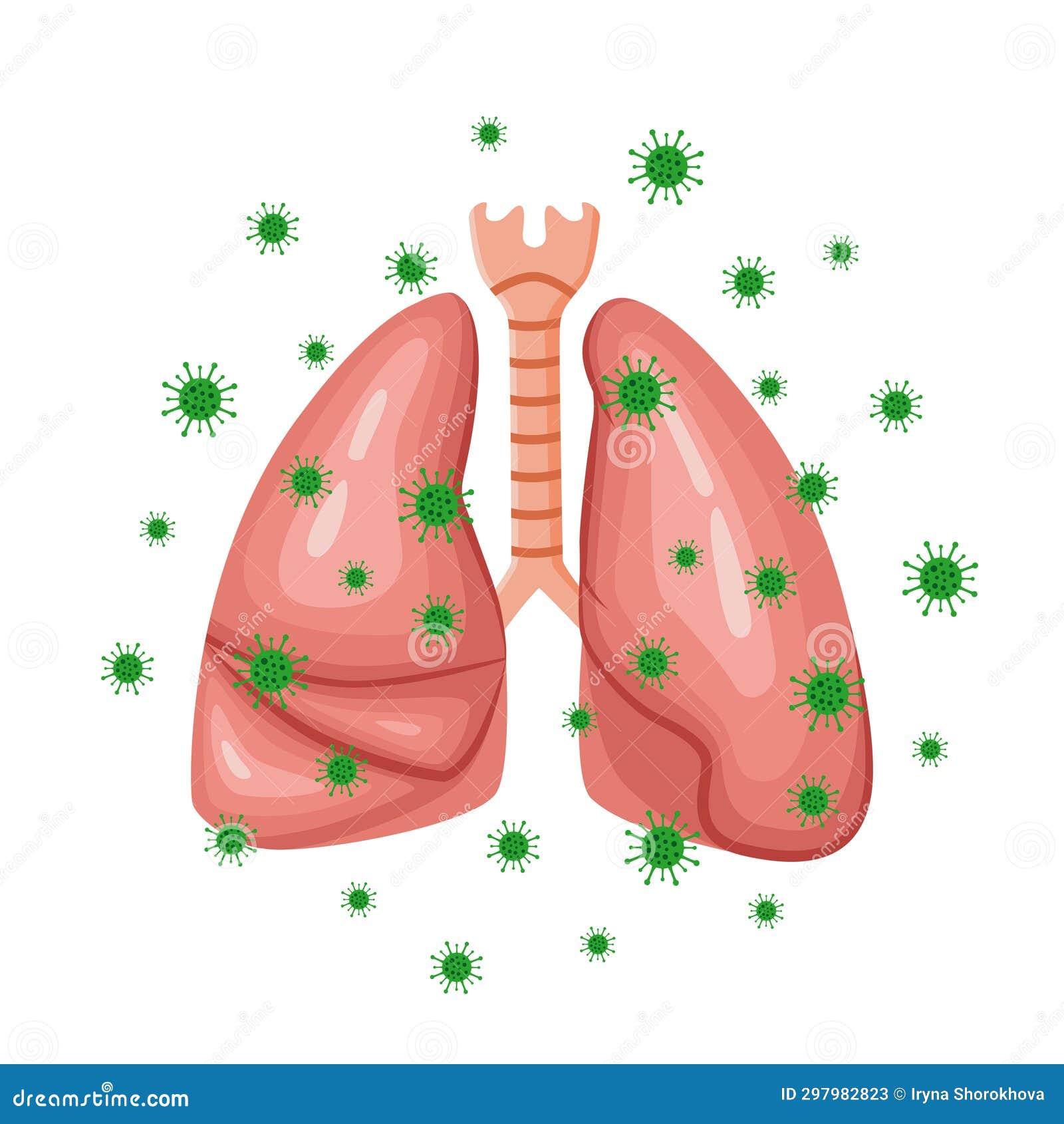 Vector Drawing of Lungs with Viruses Stock Illustration - Illustration ...