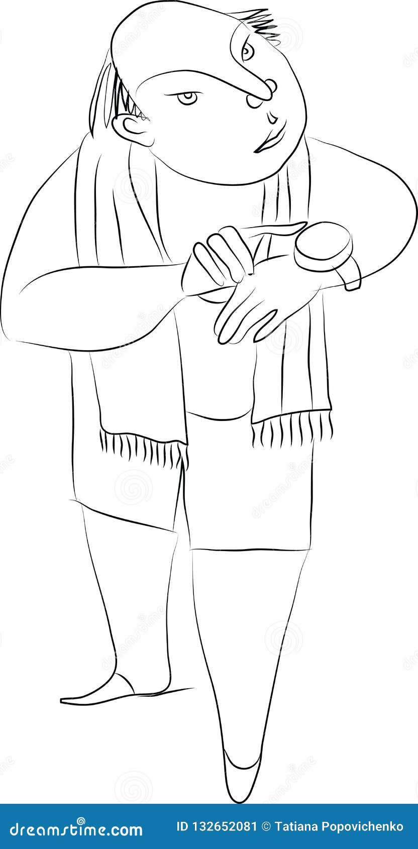 Vector Drawing Man with a Clock Stock Vector - Illustration of coloring ...