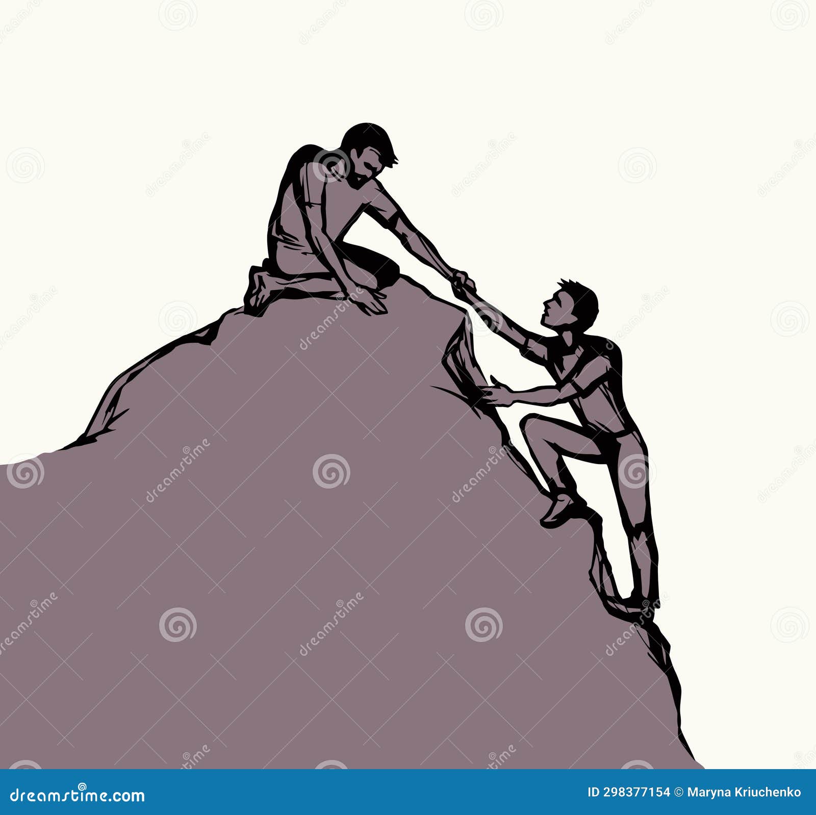Vector Drawing. Man Helps His Friend Stock Illustration - Illustration ...