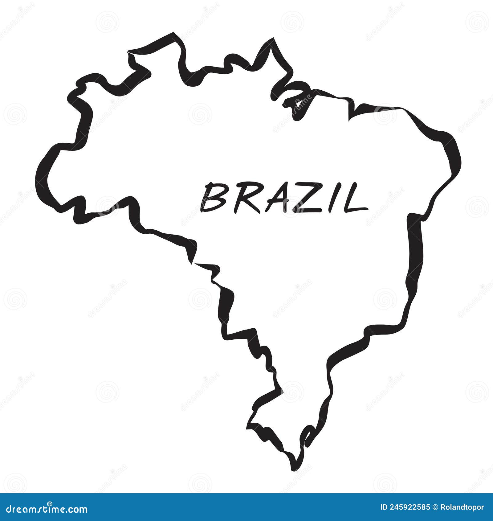 Vector Drawing Map of Brazil Stock Vector - Illustration of latin ...