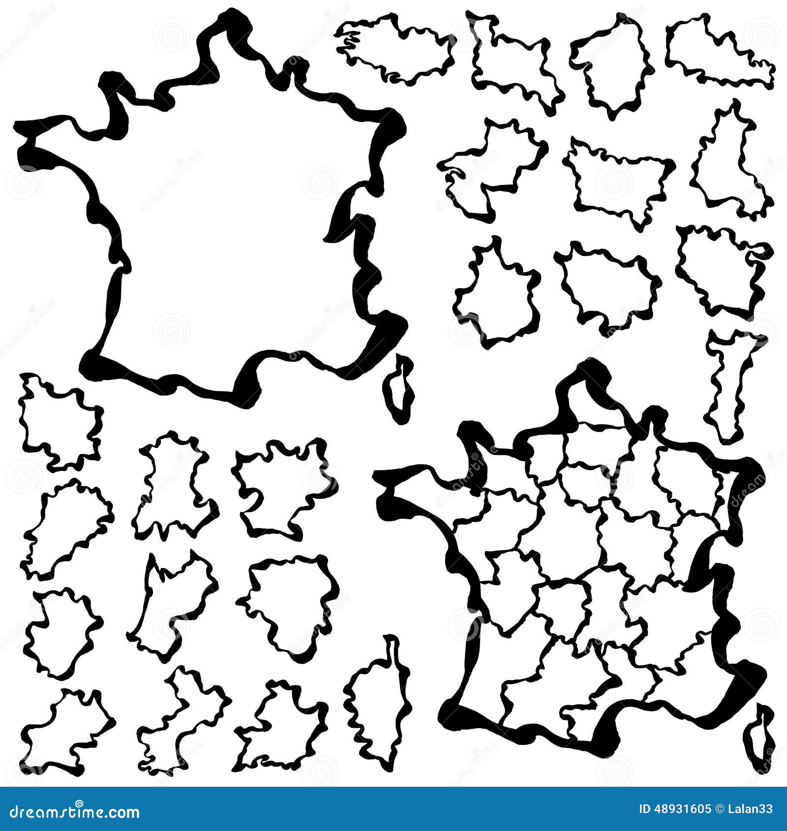 Vector Drawing Map of France Stock Vector - Illustration of bourgogne ...