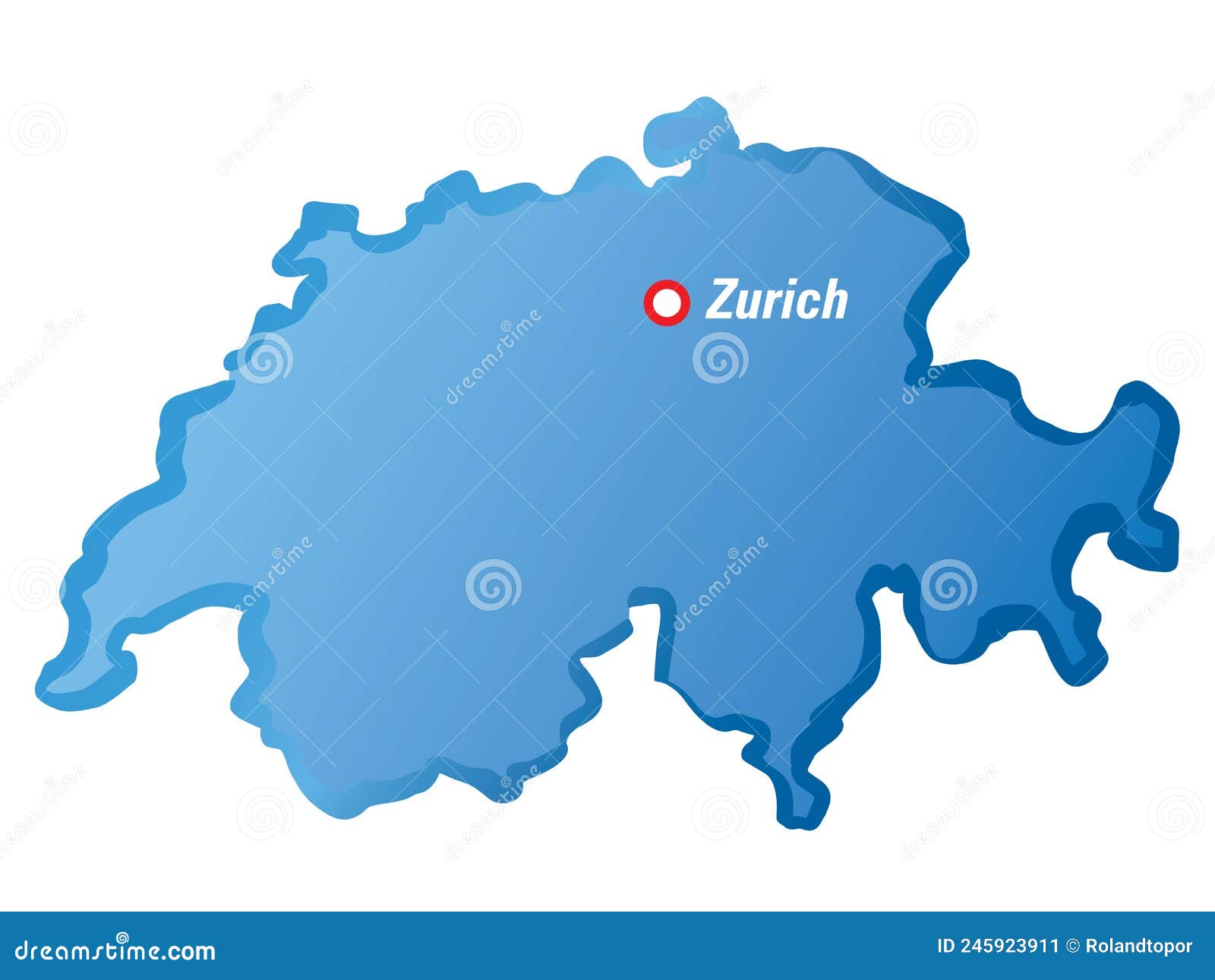 Vector Drawing Map of Switzerland and Zurich Stock Illustration ...