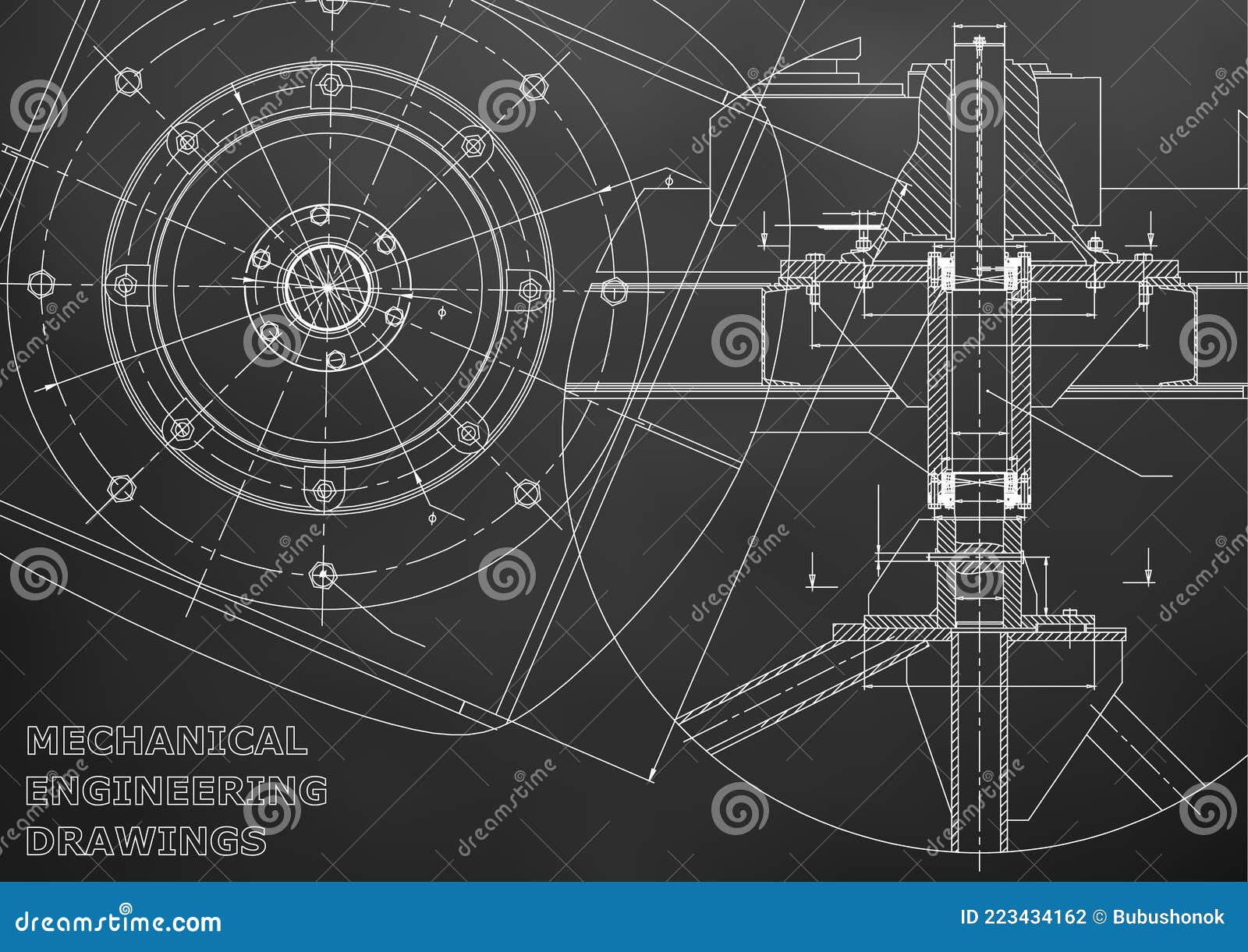 Vector Drawing. Mechanical Drawings. Engineering Background Stock ...