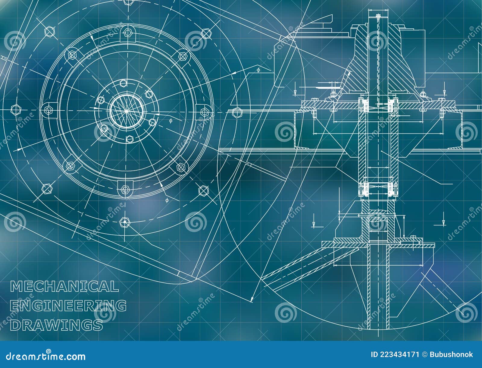 Vector Drawing. Mechanical Drawings. Engineering Background Stock ...