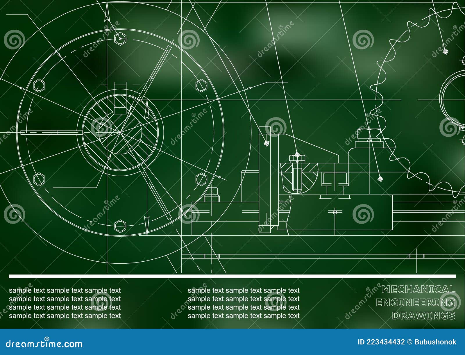 Mechanical Drawings On A Blue Background. Cartoon Vector ...
