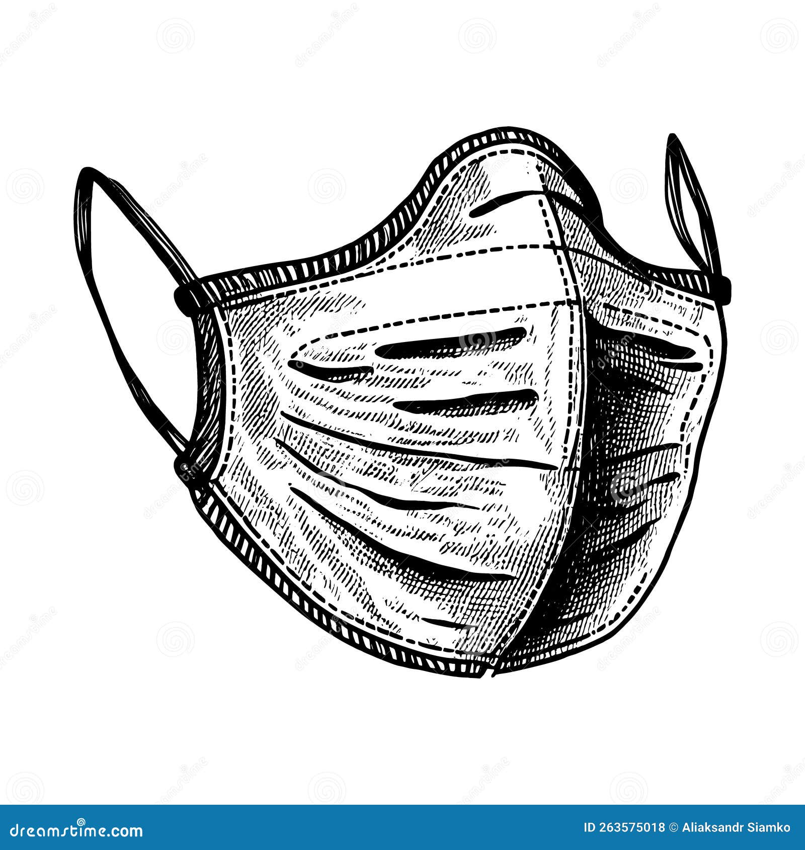 Vector Drawing of a Medical Mask Stock Vector - Illustration of ...