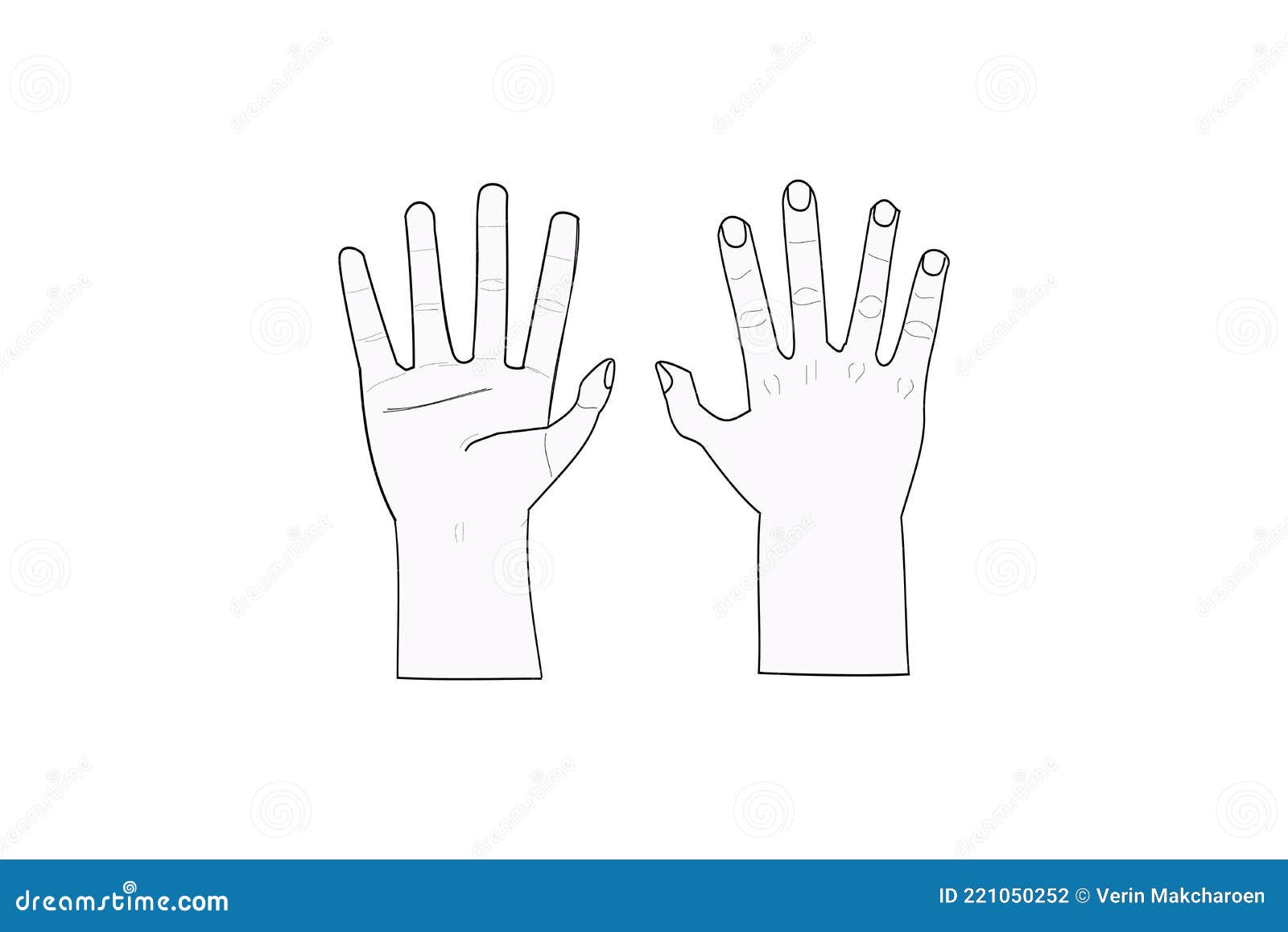 Vector Drawing Men`s Hands in Position Different ,upside Down and Turn ...