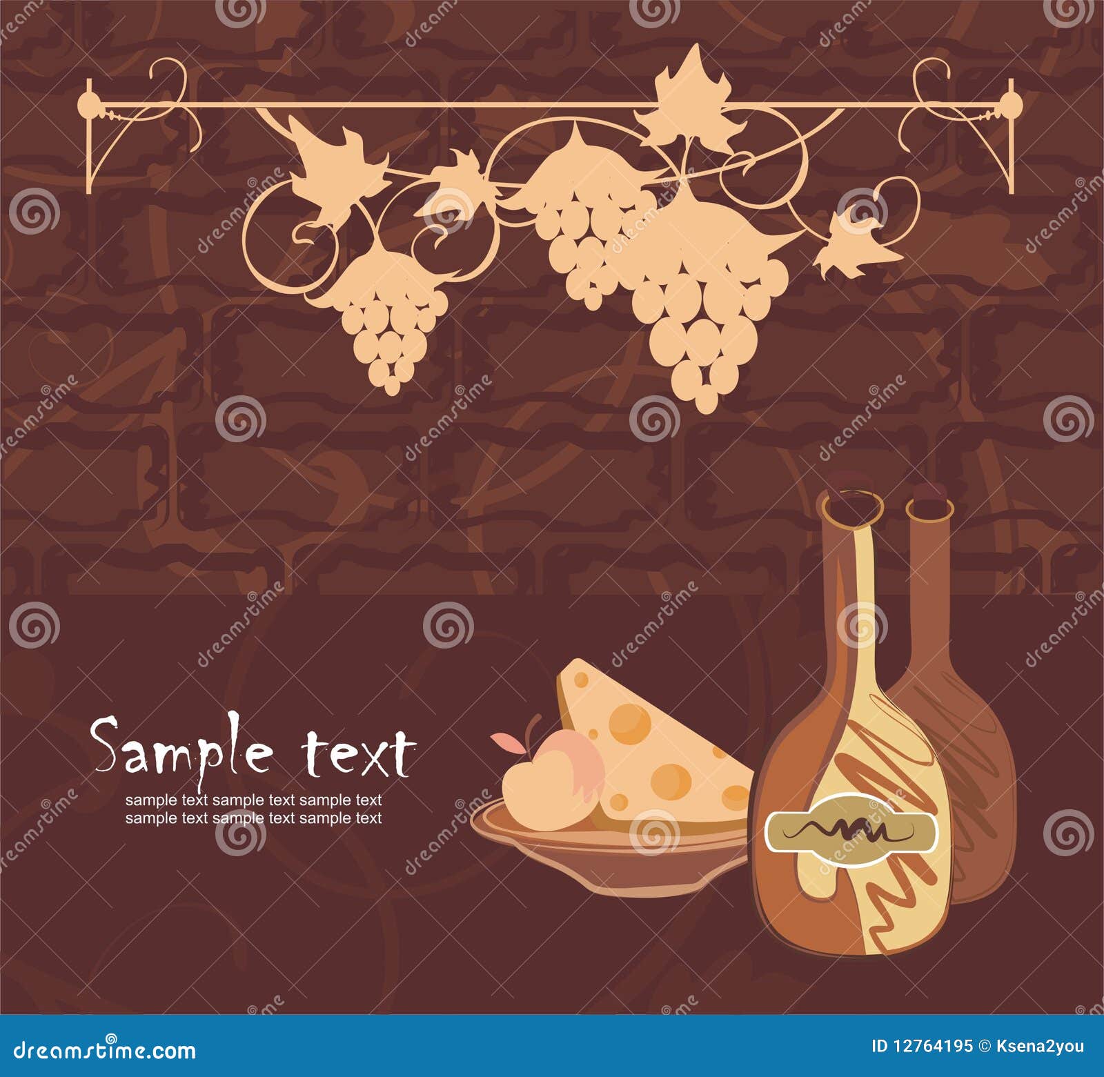 Vector Drawing of Menu Template with Wine Stock Vector - Illustration ...