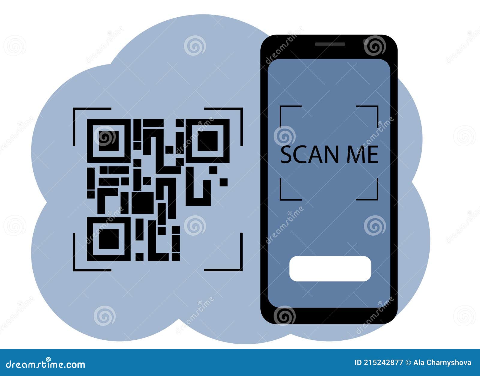Mobile Phone with the Image of the QR Code on the Screen Stock Vector ...