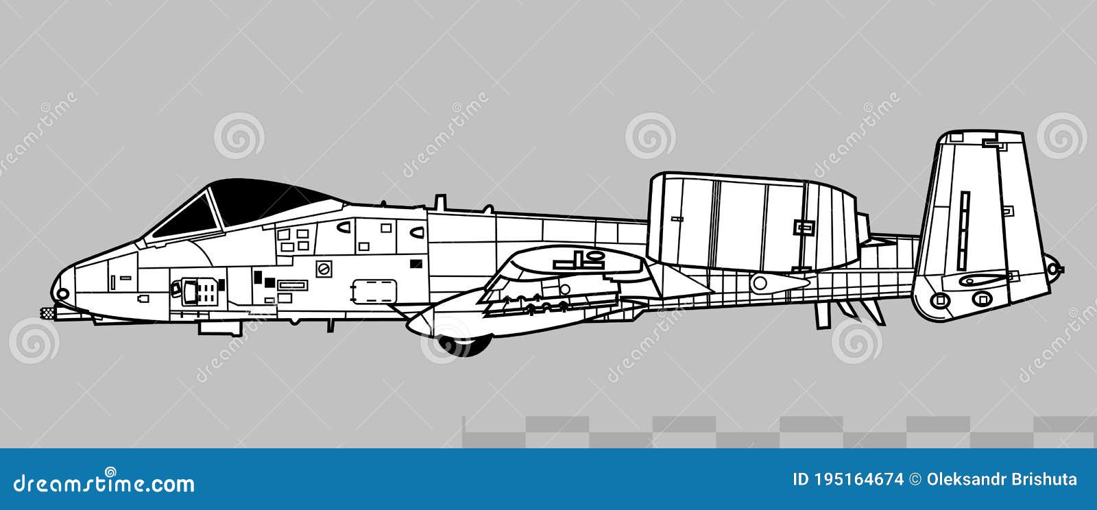 Fairchild Republic a-10 Thunderbolt II. Vector Drawing of Modern Attack ...
