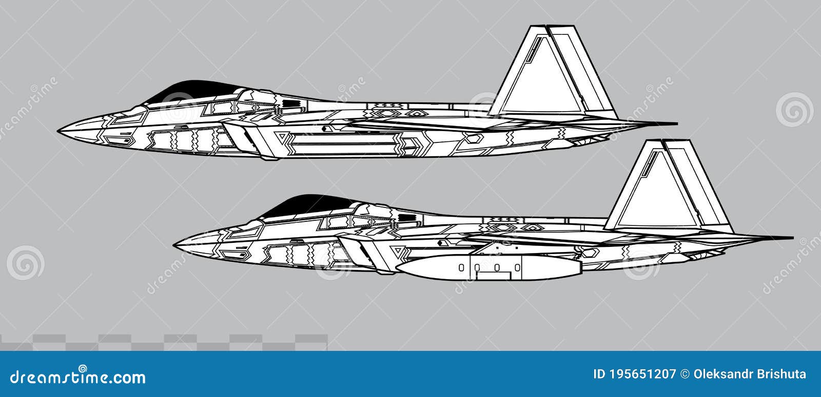 Lockheed Martin F-22 Raptor. Vector Drawing of Modern Stelth Fighter ...