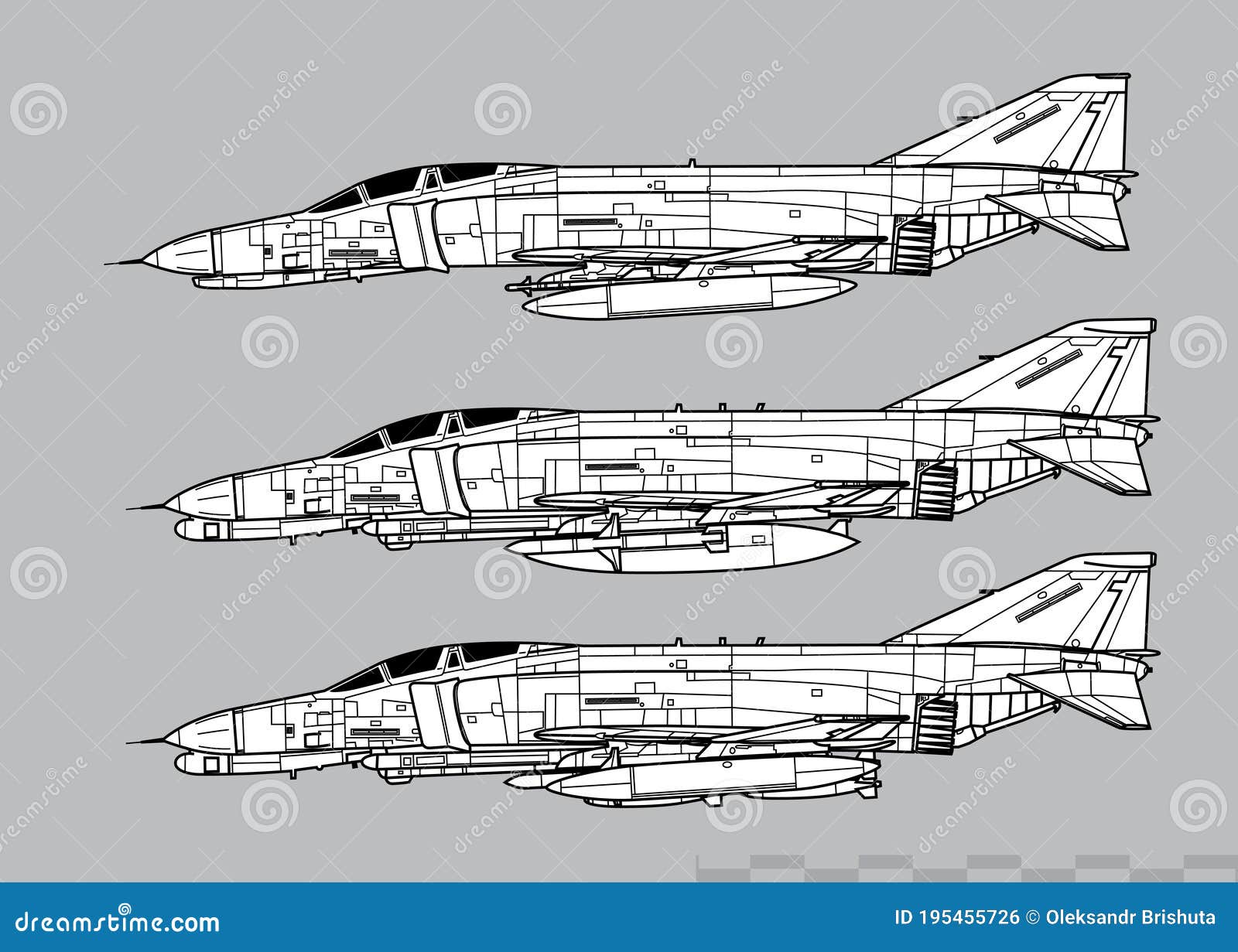 McDonnell Douglas F-4E Phantom II. Vector Drawing of Multirole Fighter ...