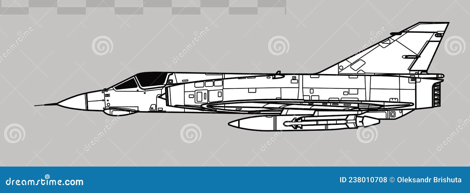 Dassault Mirage IIIE. Vector Drawing Of Multirole Tactical Fighter ...