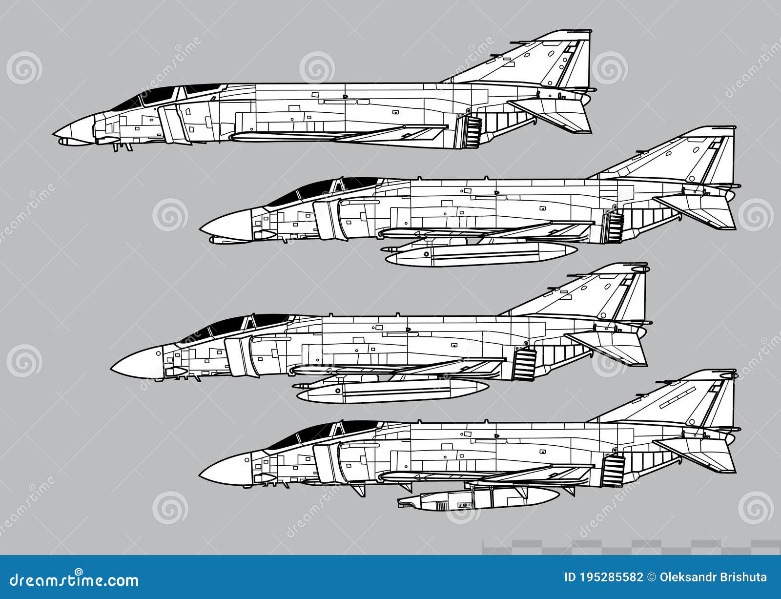 McDonnell Douglas F-4 Phantom II. Vector Drawing Of Navy Multirole ...