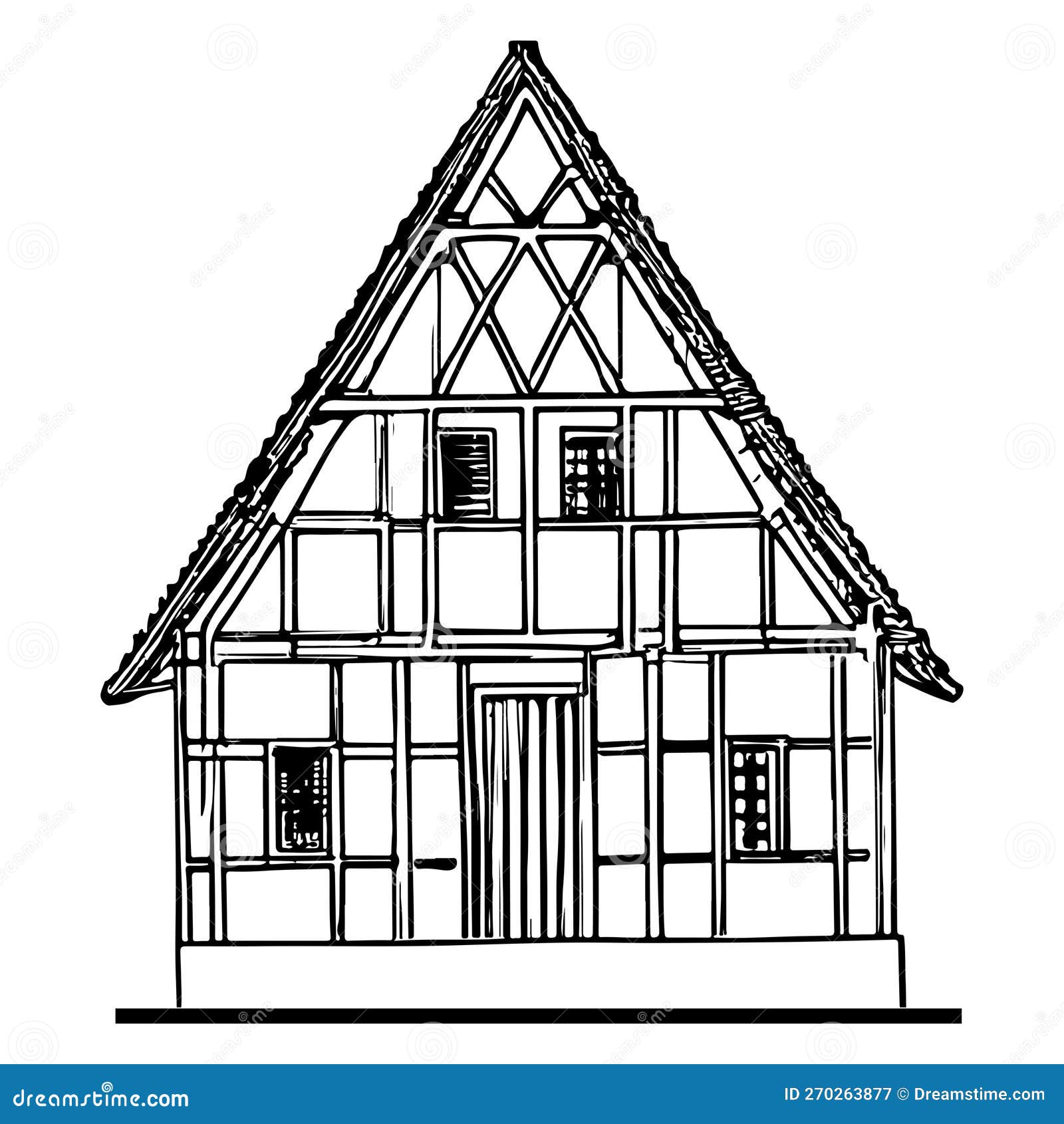 Vector Drawing of Old German House Icon Stock Vector - Illustration of ...
