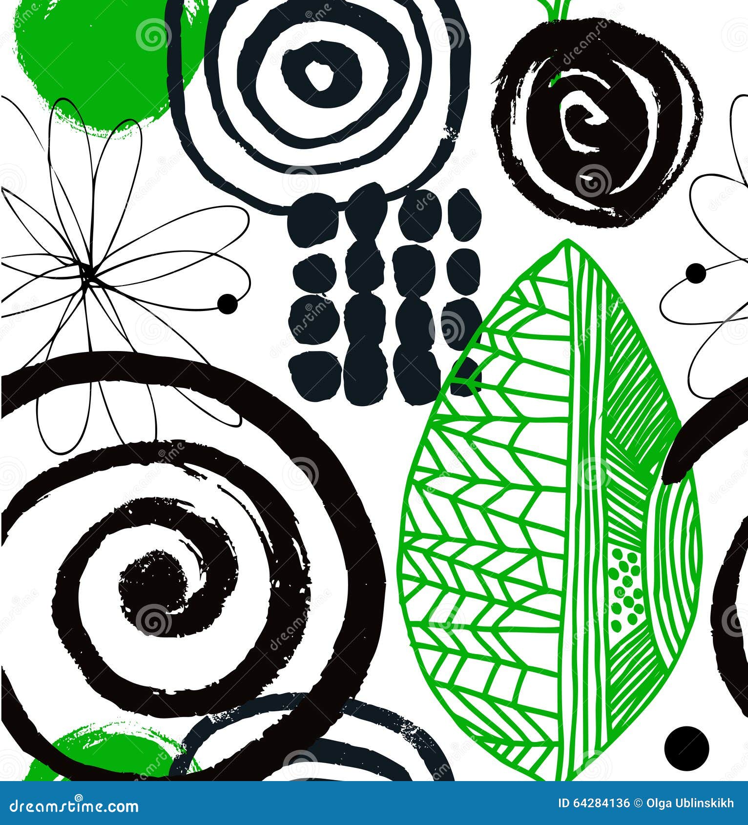 Vector Drawing Pattern with Decorative Ink Drawn Elements. Grunge ...