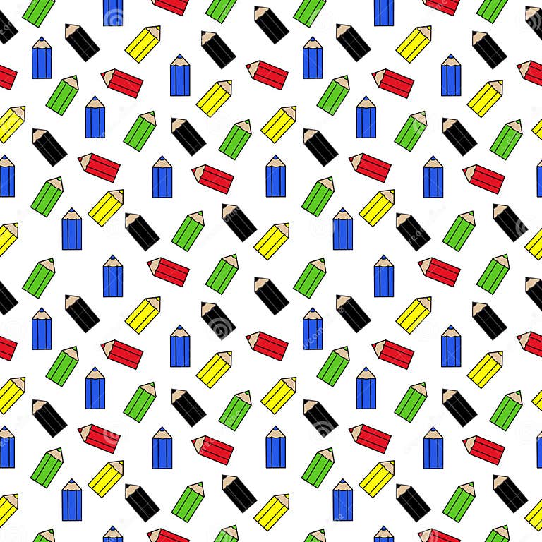 Vector Drawing,pattern with School Pencils,multicolored Pencils,thick ...