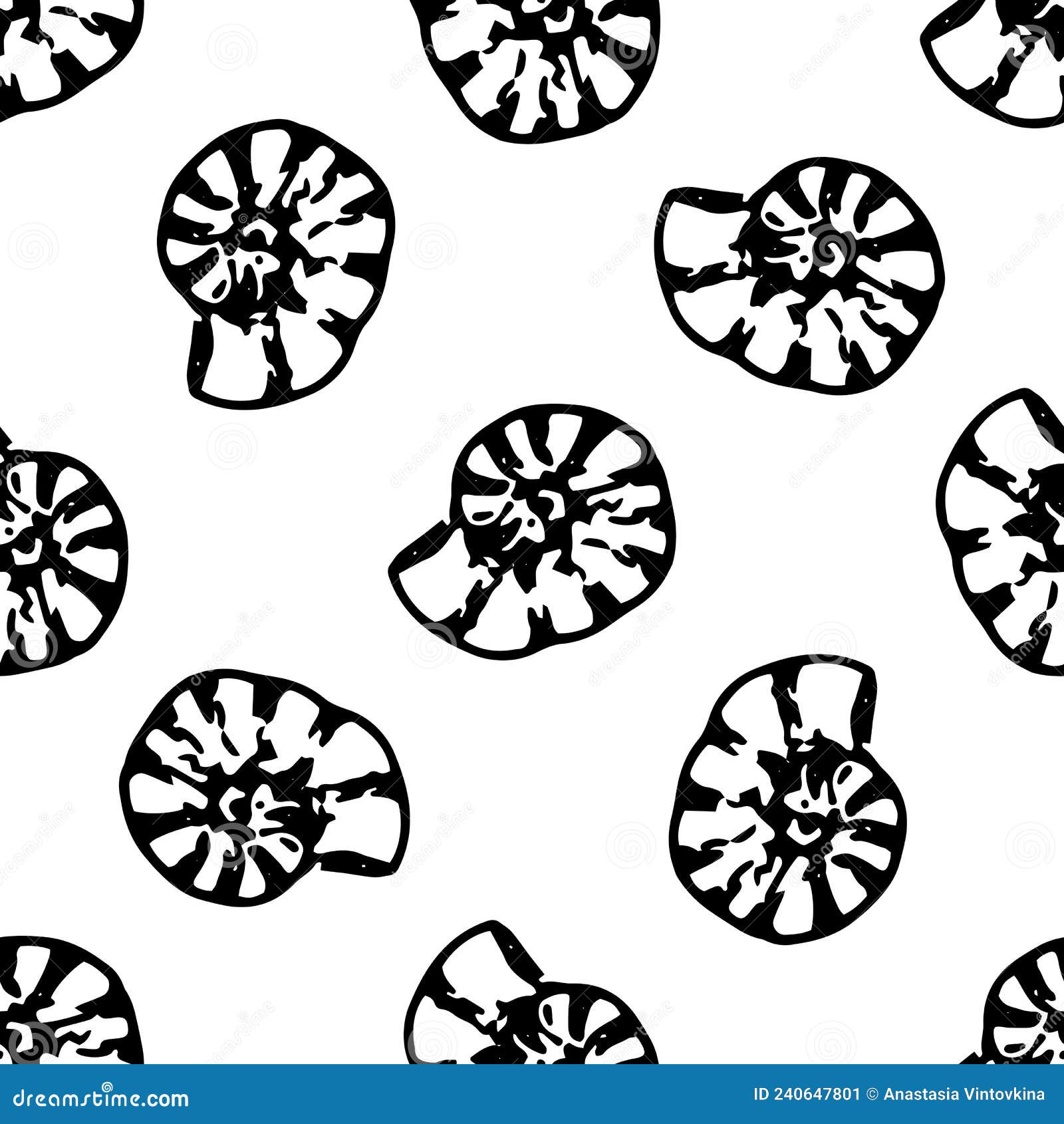 A Pattern of a Spiral Shell Icon in Stripes. Seamless Doodle-style ...