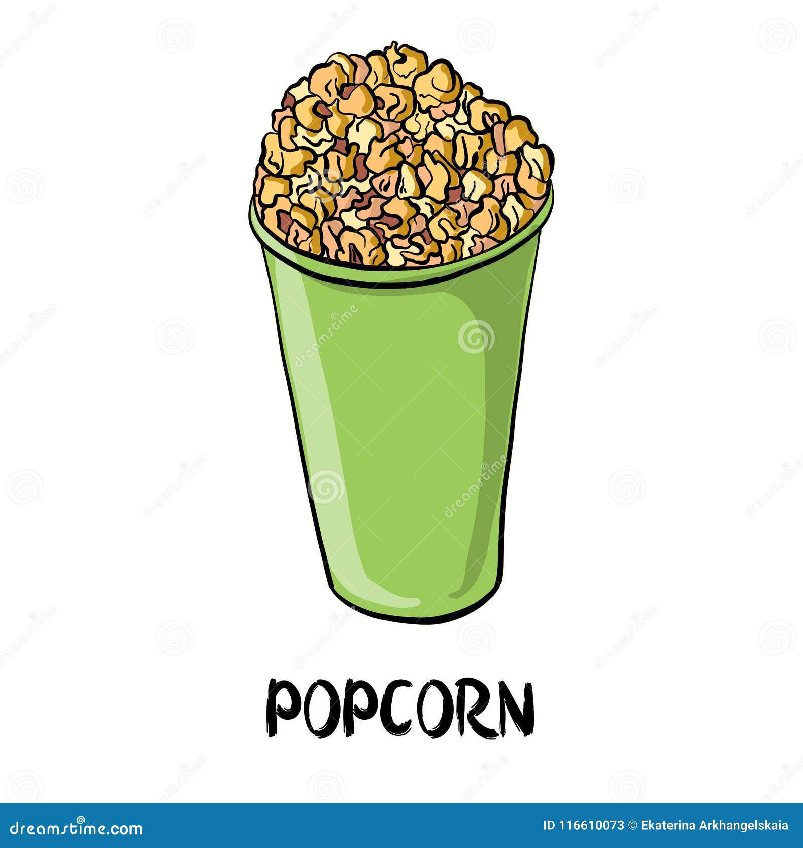 Vector drawing popcorn stock vector. Illustration of carton - 116610073