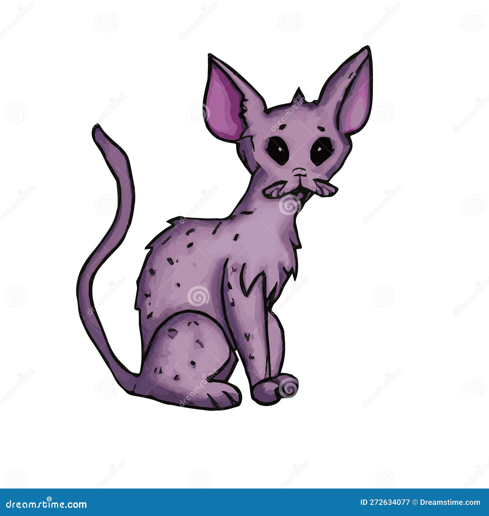 Vector Drawing of a Purple Sphynx Cat Stock Vector - Illustration of ...