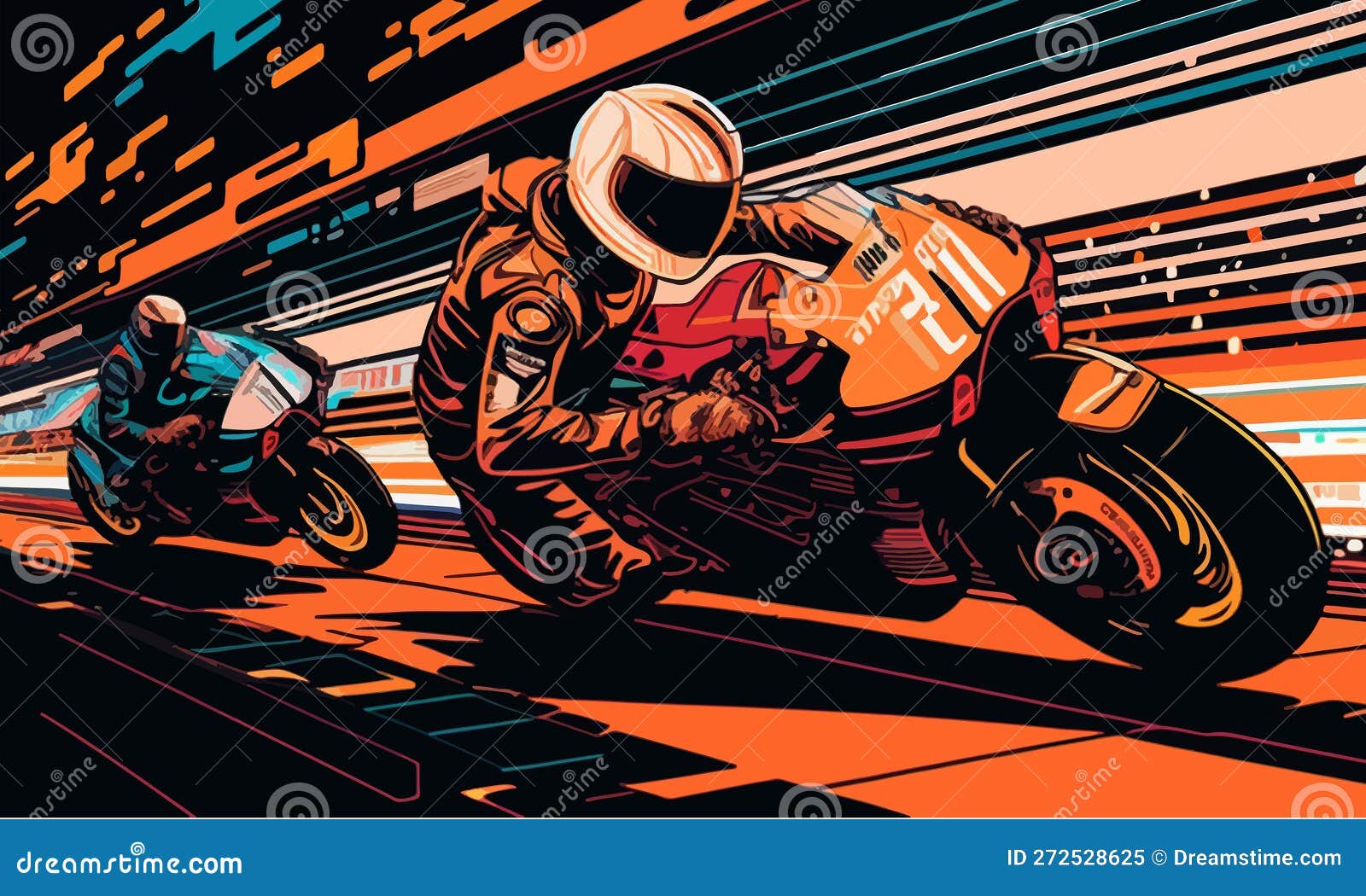 Vector Drawing. Drawing of a Racing Motorcycle on a Circuit Race, for ...