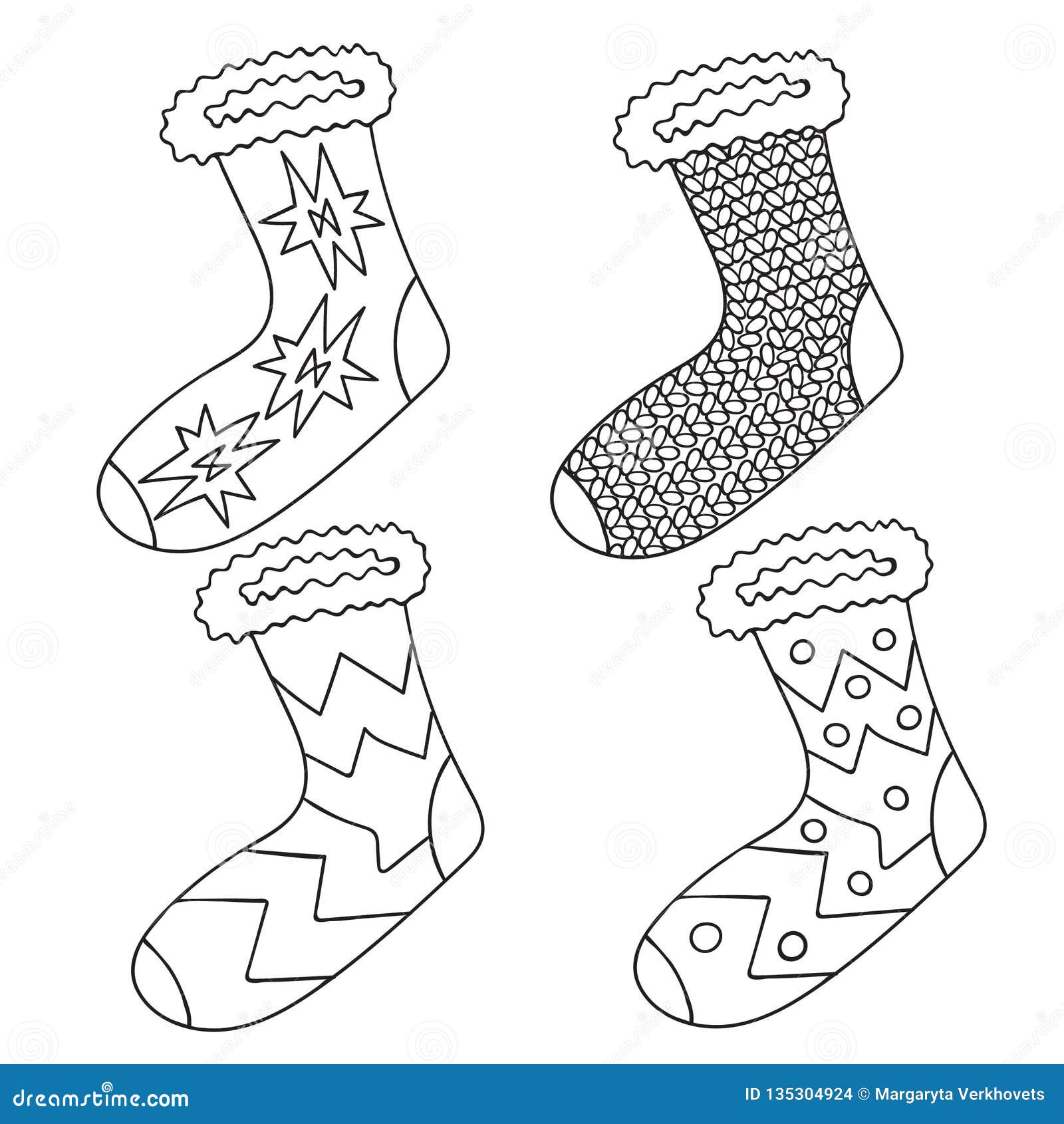 Vector Drawing Set of Socks. Contour Design Elements. Use As a Sticker ...