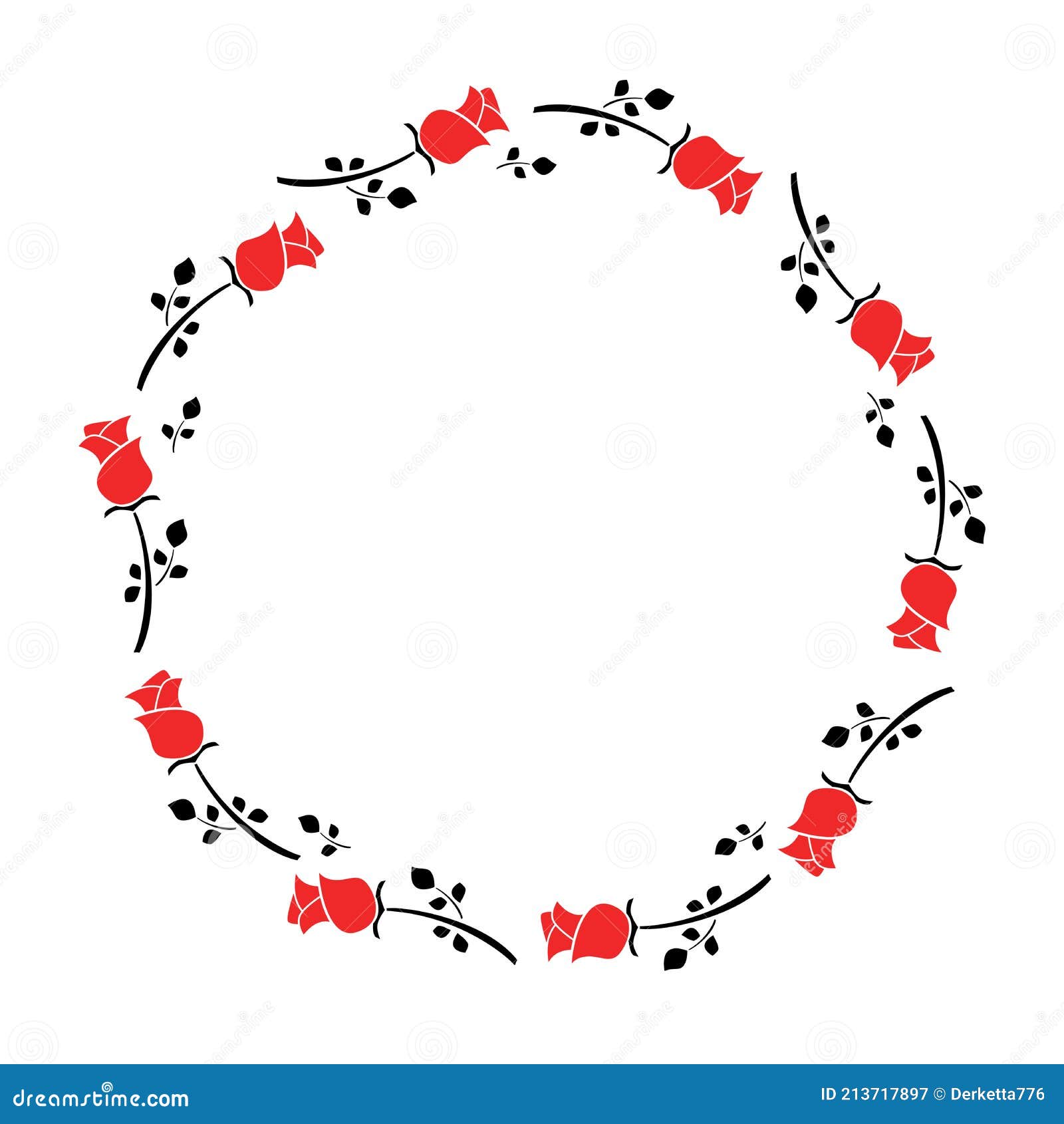 Vector Drawing of a Red Rose in the Form of a Round Frame Stock Vector ...