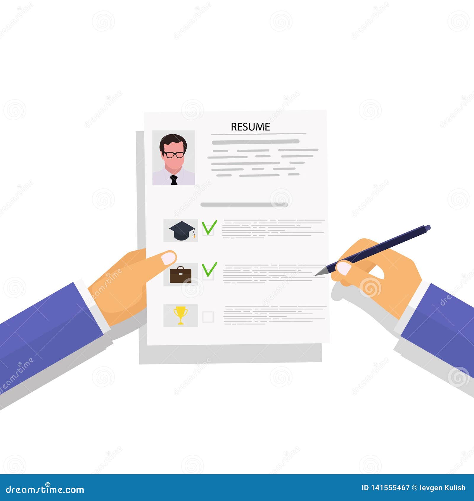 Vector Drawing, Resume, Recruitment Stock Illustration - Illustration ...