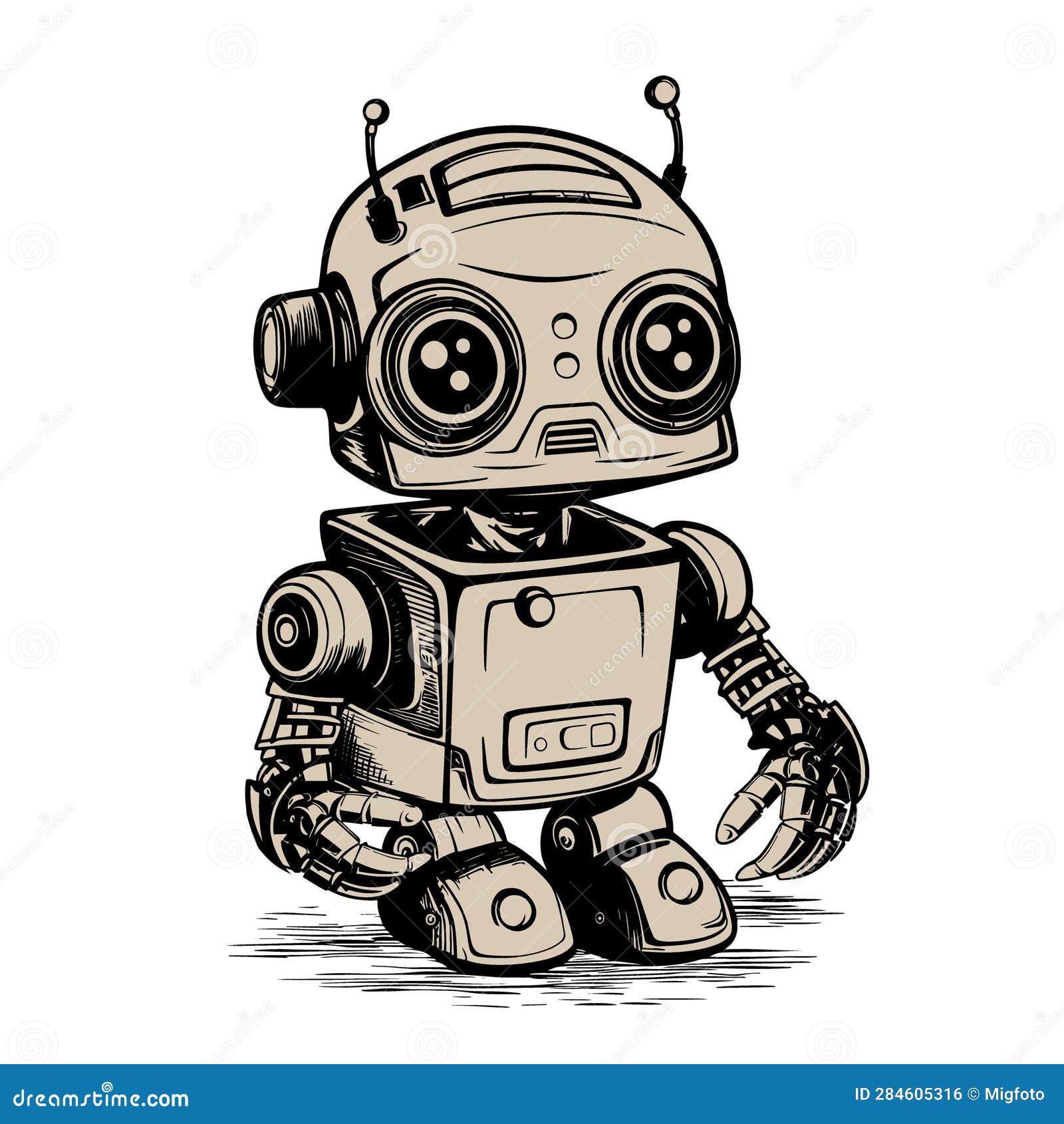 Vector drawing robot stock vector. Illustration of machine - 284605316