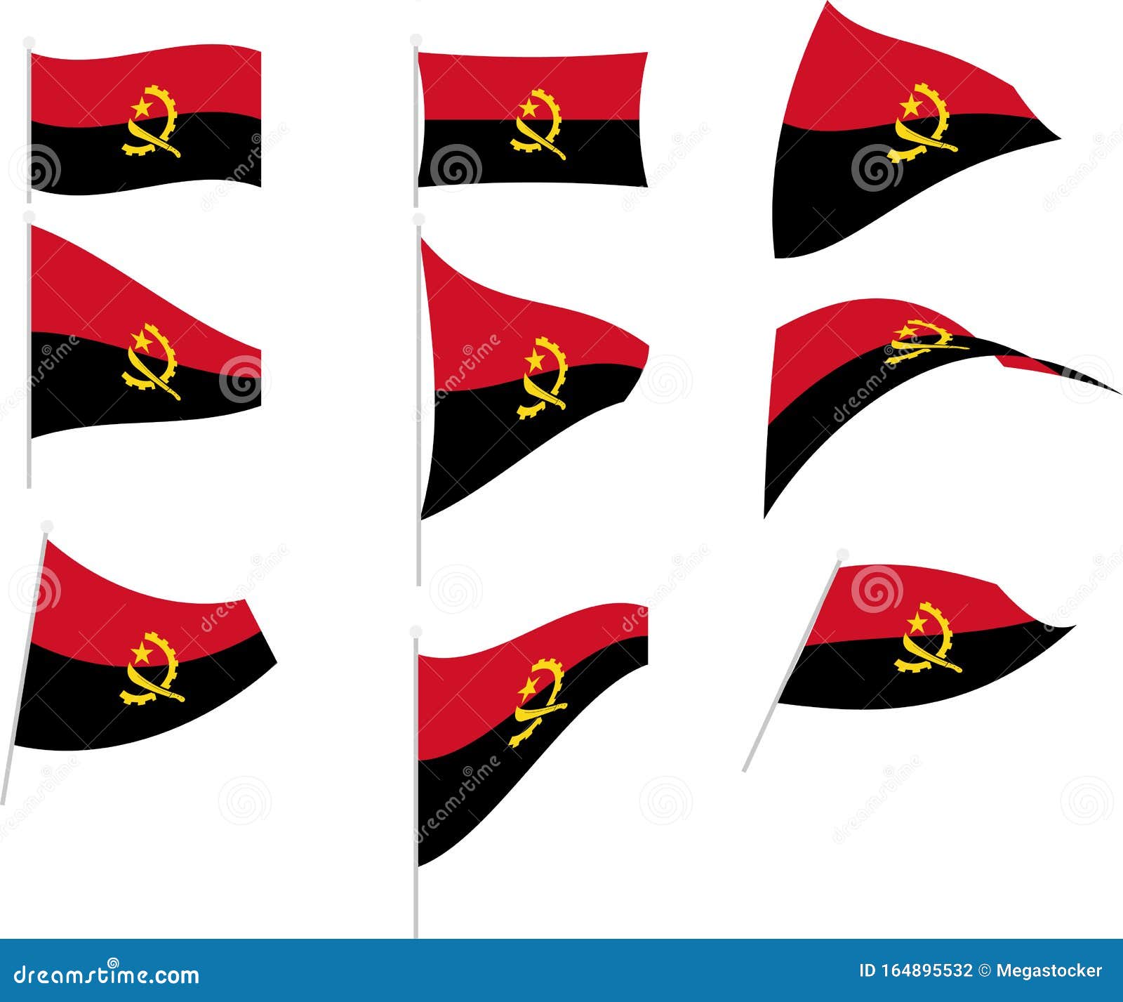 Vector Illustration of Set with Angola Flag Stock Vector - Illustration ...