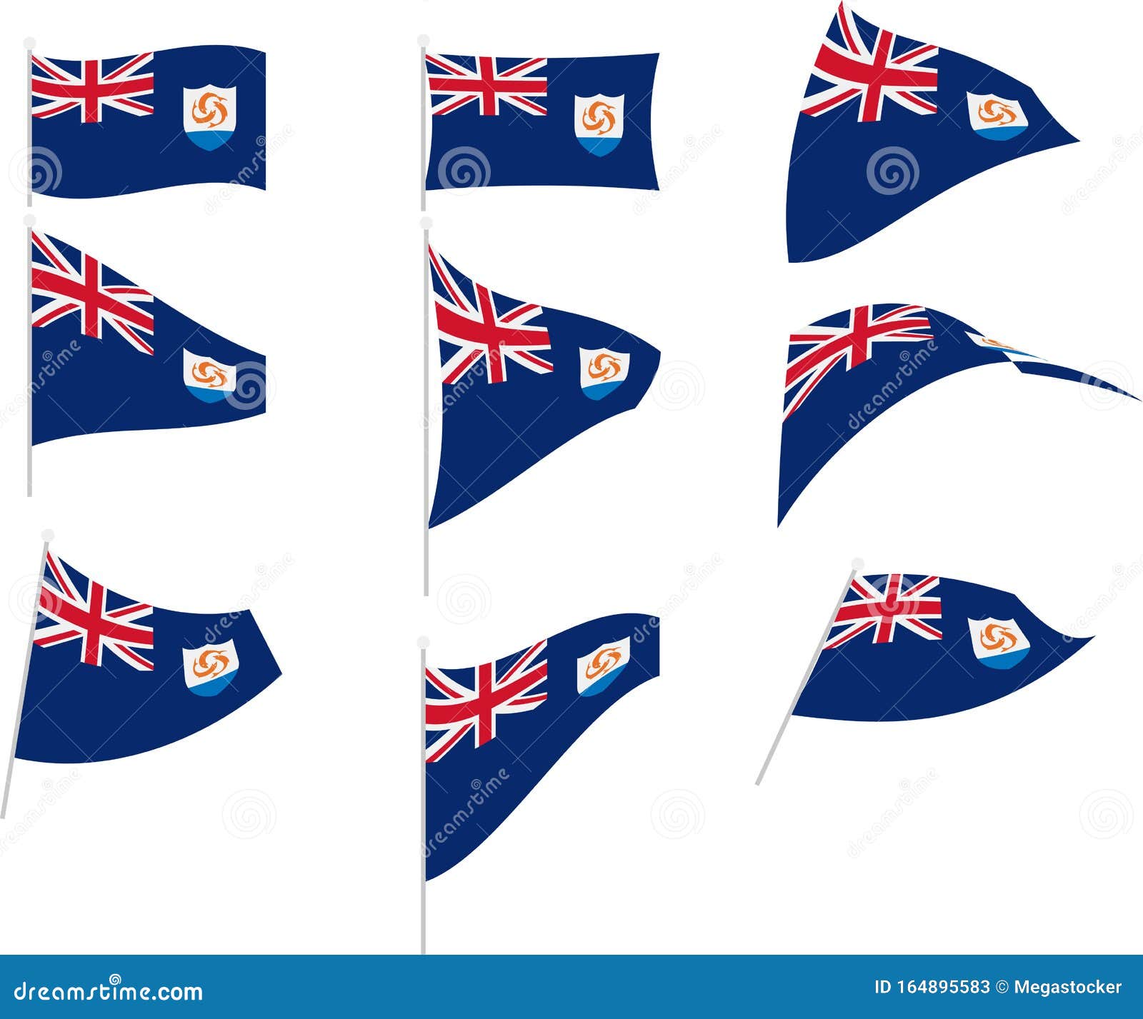 Vector Illustration of Set with Anguilla Flag Stock Vector ...