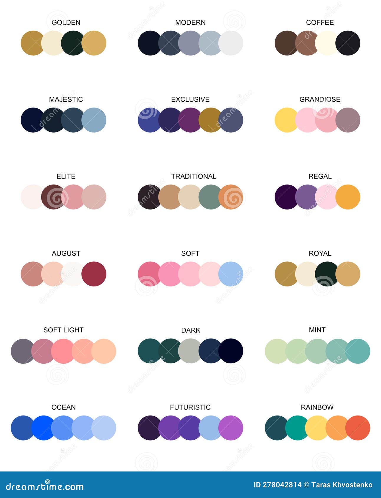 Set 01 Color Palettes For Textile Prints. Tints And Shades Chart ...