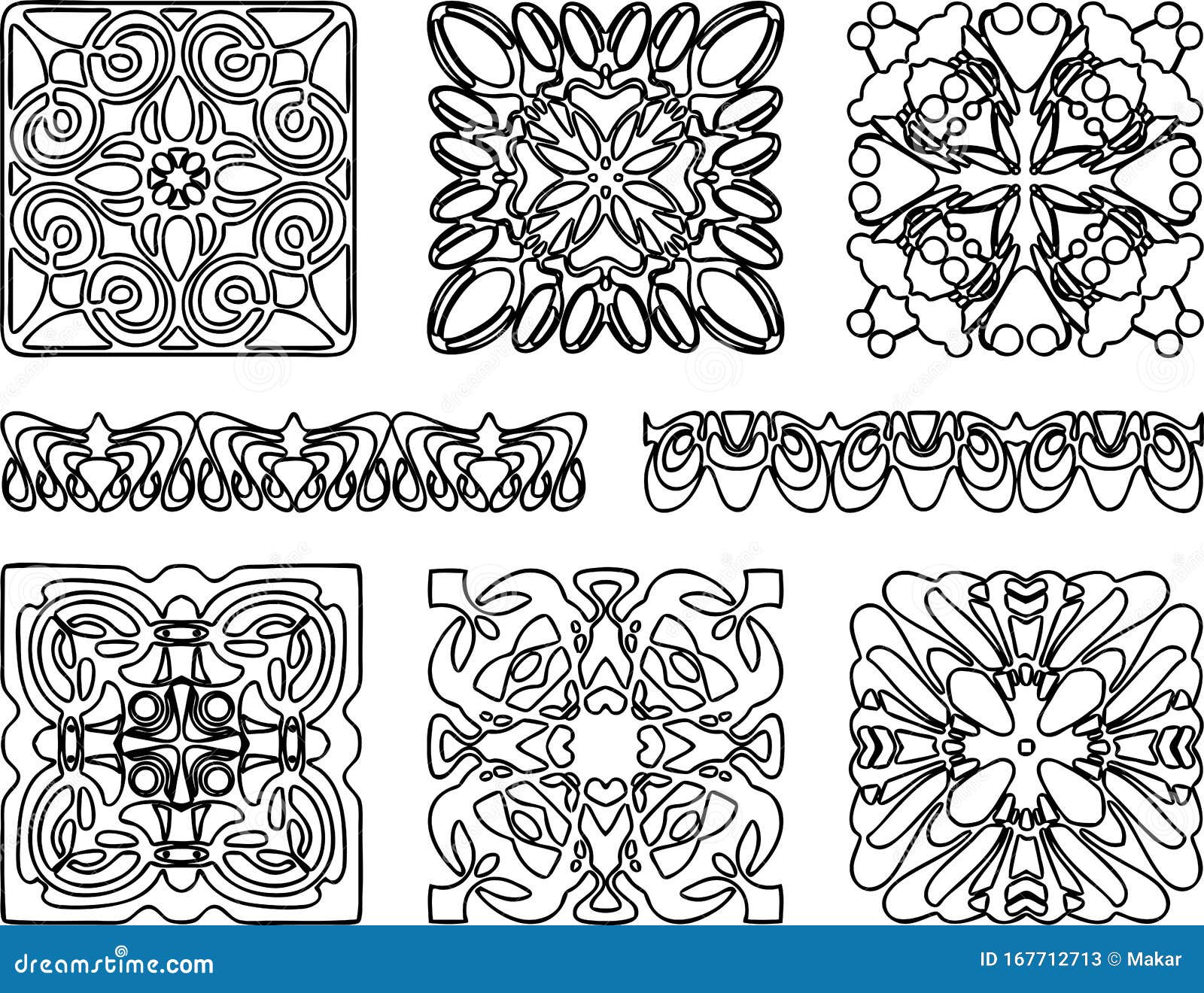 Vector Image of Various Decorative Elements Outlines Stock Vector ...
