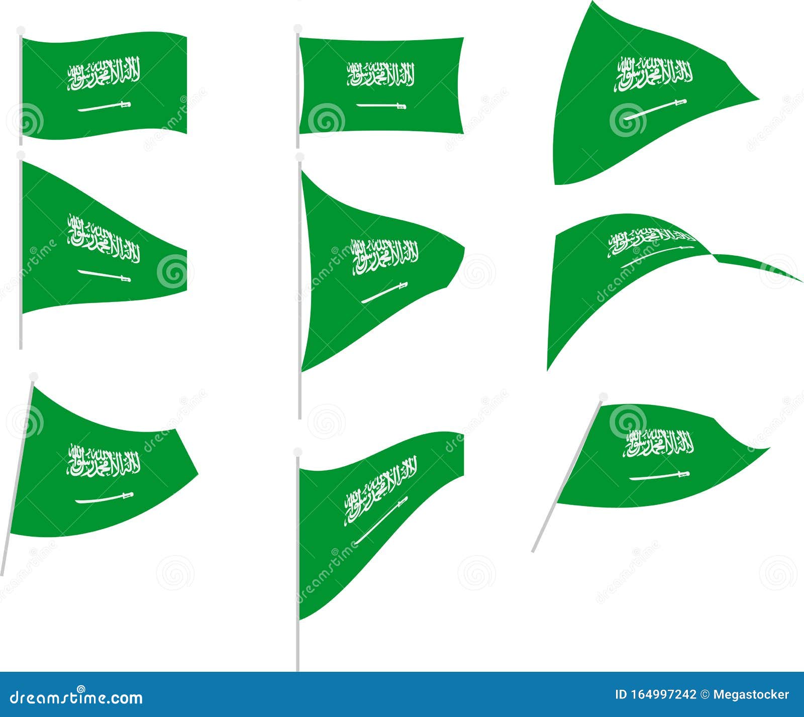 Vector Illustration of Set with Saudi Arabia Flag Stock Vector ...