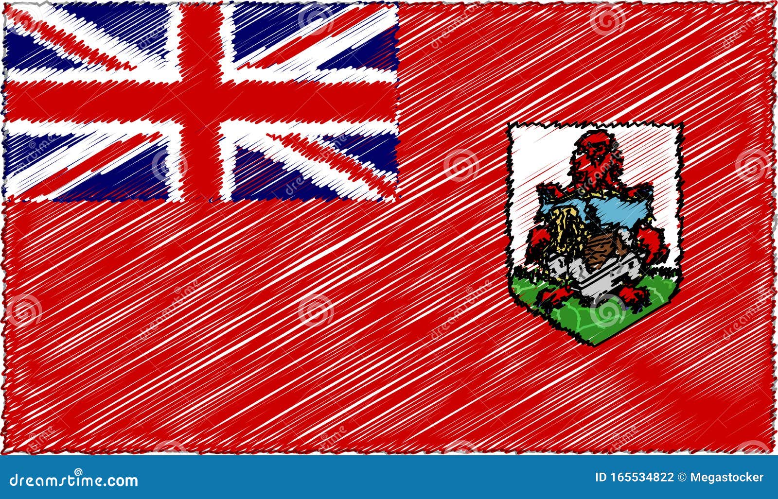 Vector Illustration of Sketch Style Bermuda Flag Stock Vector ...