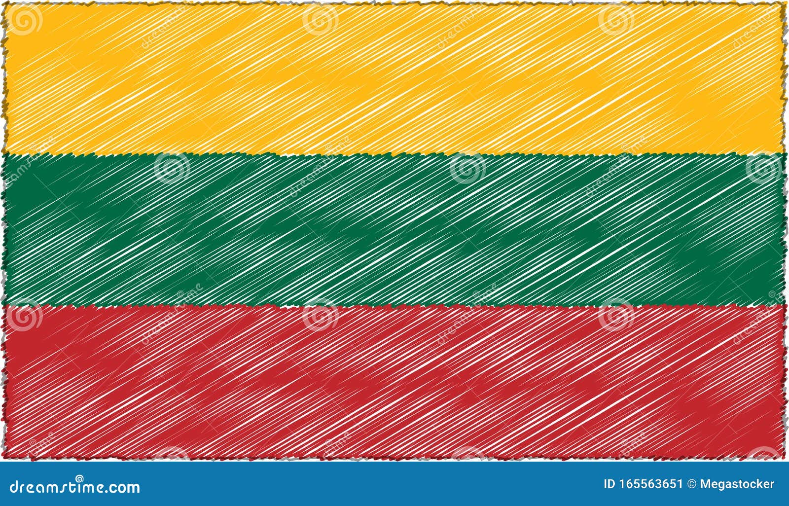 Vector Illustration of Sketch Style Lithuania Flag Stock Vector ...