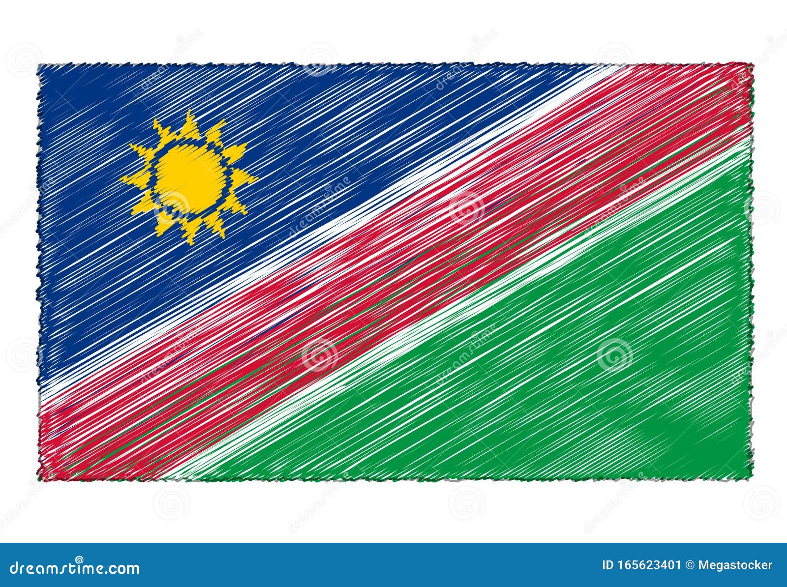 Vector Illustration of Sketch Style Namibia Flag Stock Vector ...