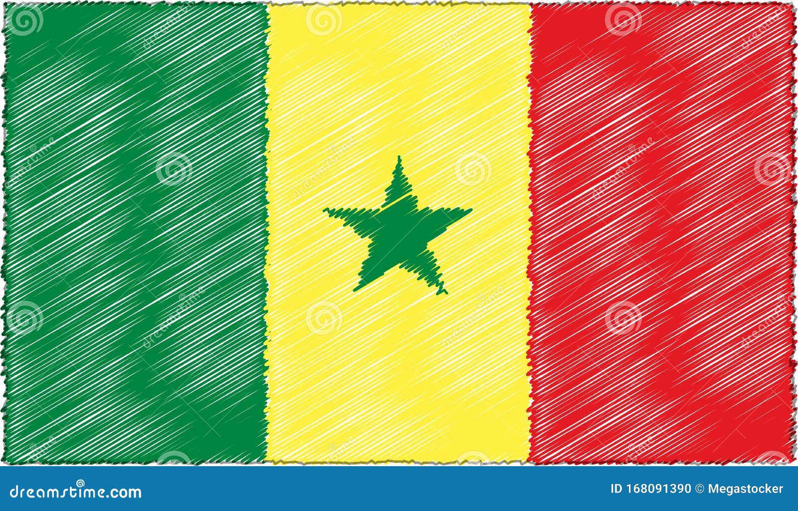 Vector Illustration of Sketch Style Senegal Flag Stock Vector ...