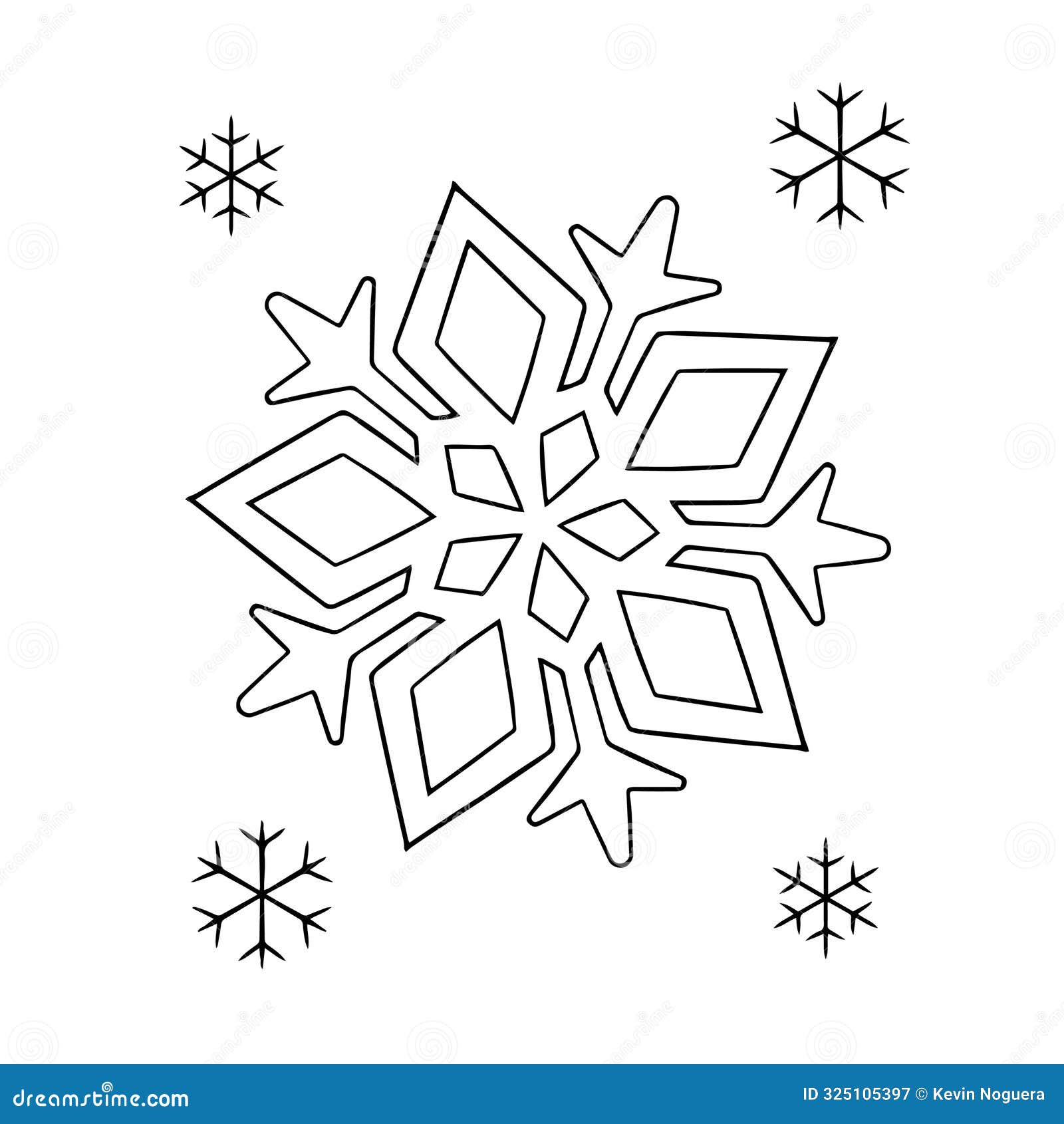 Vector Drawing of a Snowflake in Black and White Stock Illustration ...