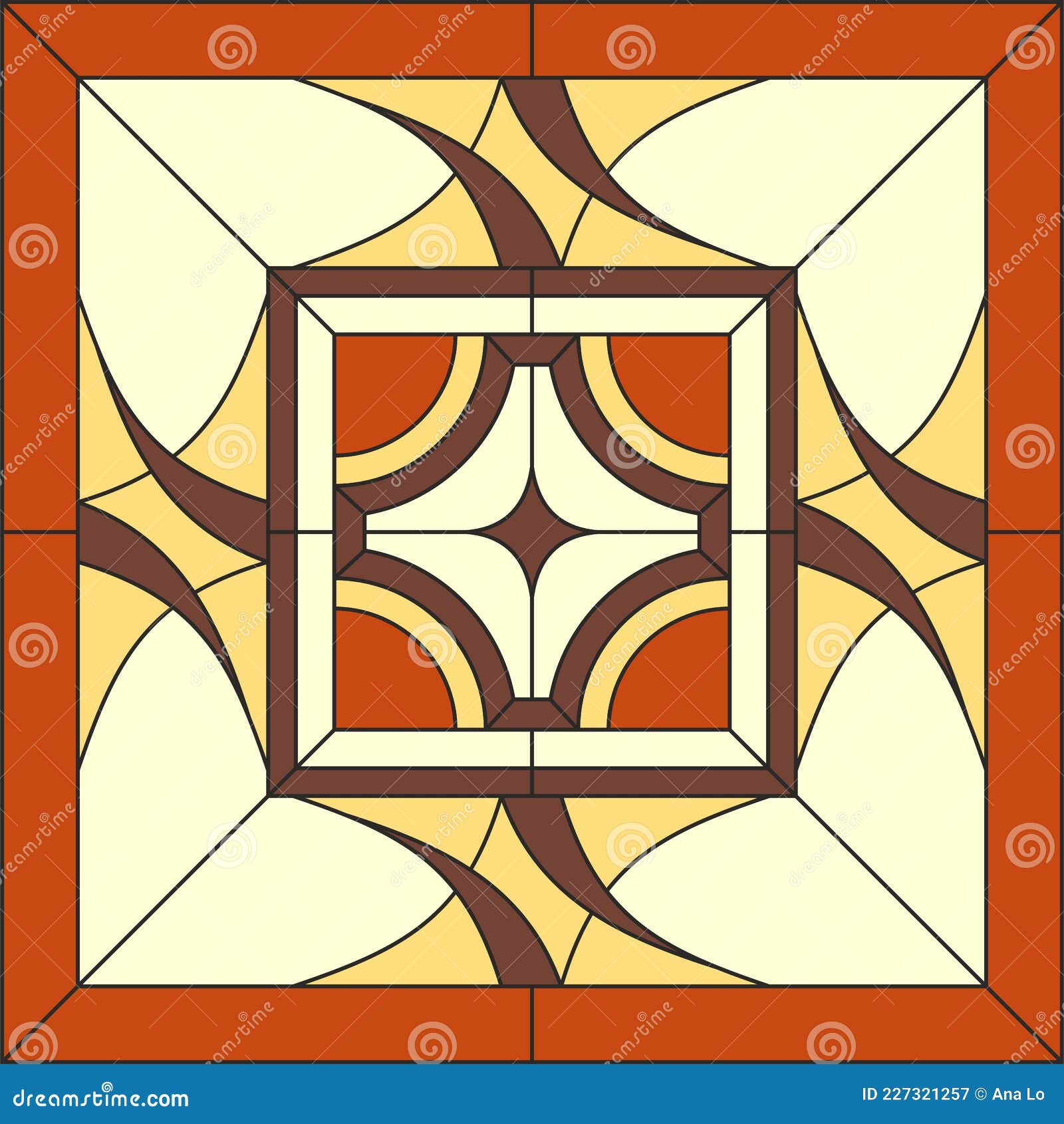 Vector Drawing, Square Pattern Template for Stained Glass Stock Vector ...