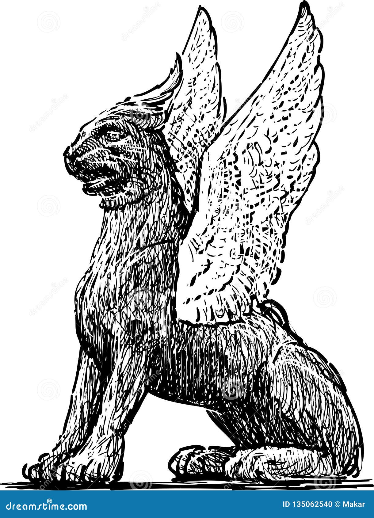 Vector Drawing of a Statue of Mythological Griffin Stock Vector ...