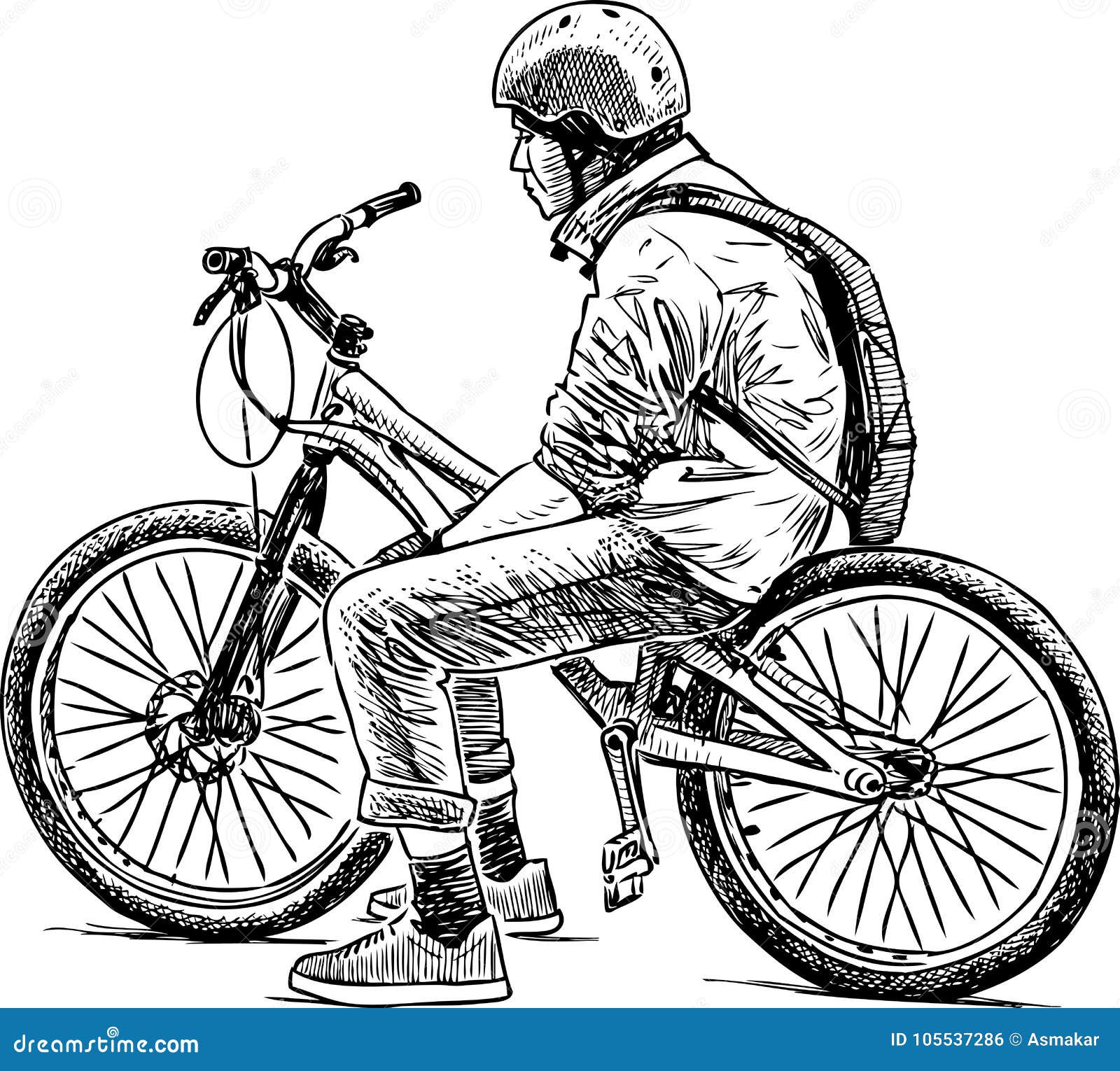 Tired cyclist is resting stock vector. Illustration of adult - 105537286