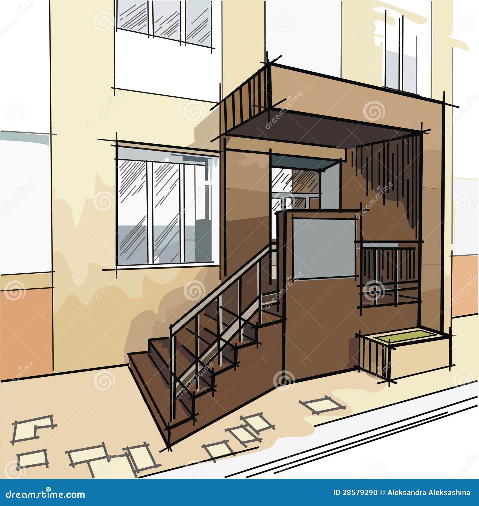 Vector drawing of street stock vector. Illustration of shape - 28579290