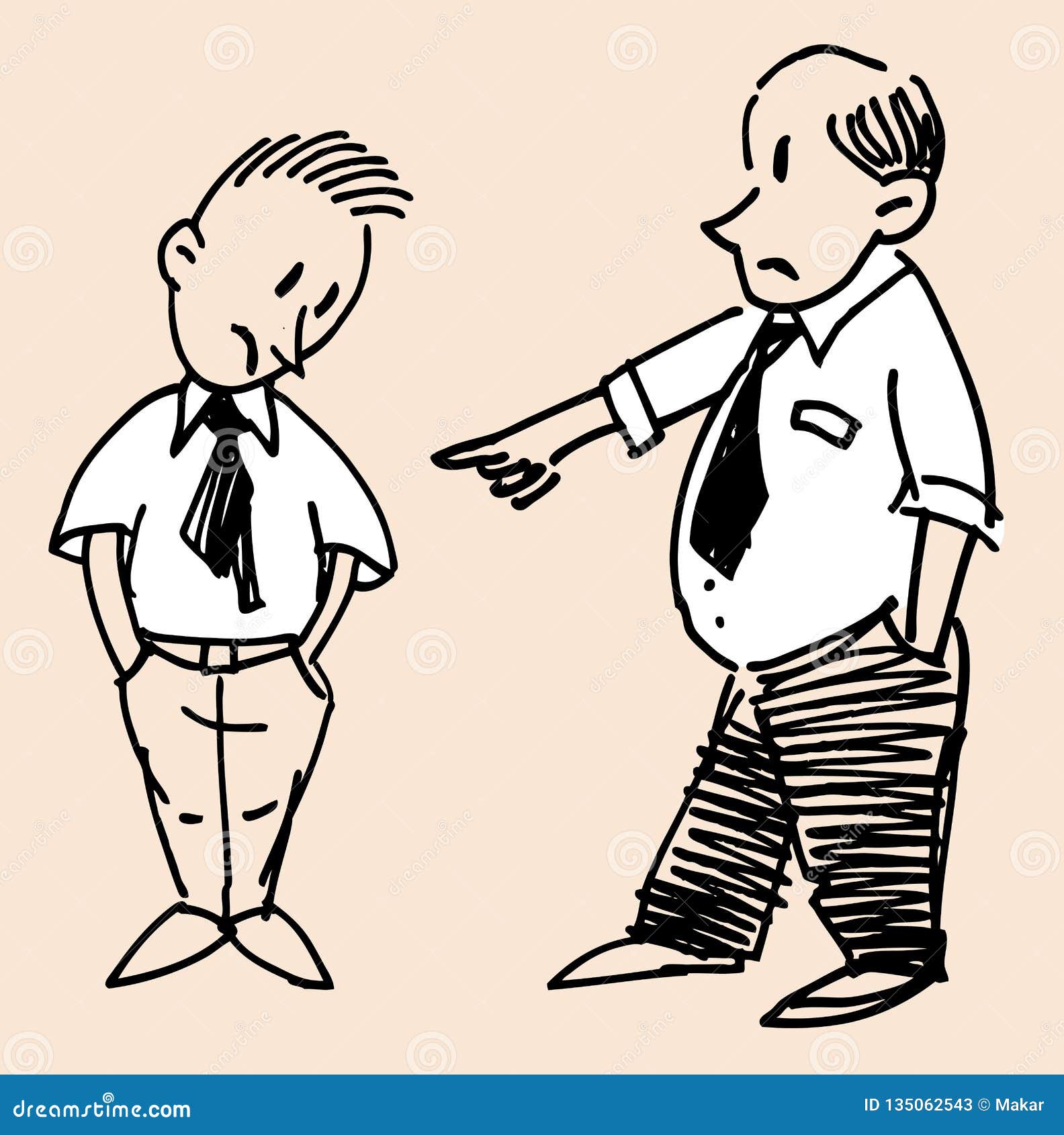 Vector Drawing of a Strict Chief and His Subordinate Stock Vector ...