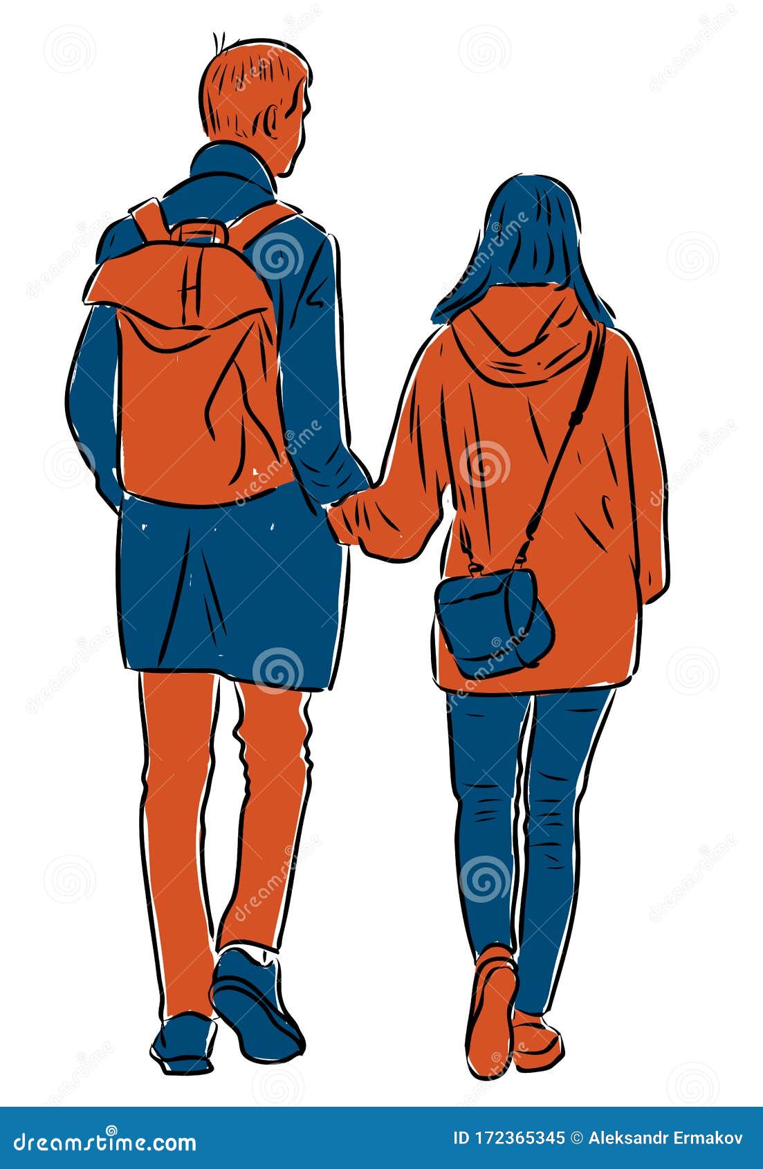 Students On A Stroll Cartoon Vector | CartoonDealer.com #71852423