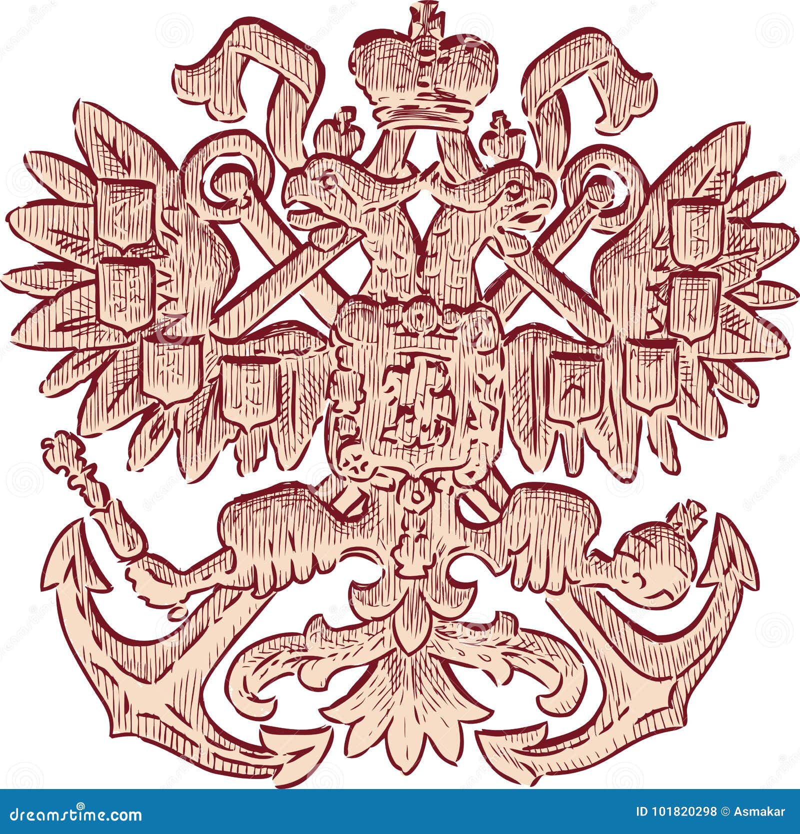 Sketch of a Heraldic Two-headed Eagle Stock Vector - Illustration of ...