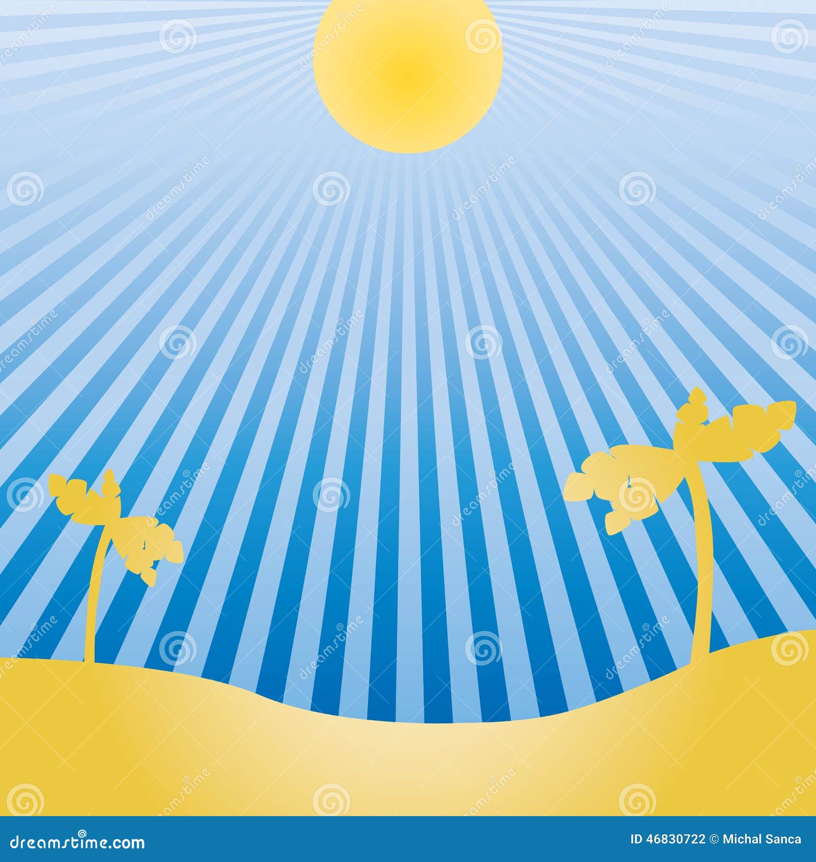 Vector Drawing of the Sun and Exotic Landscape Stock Vector ...