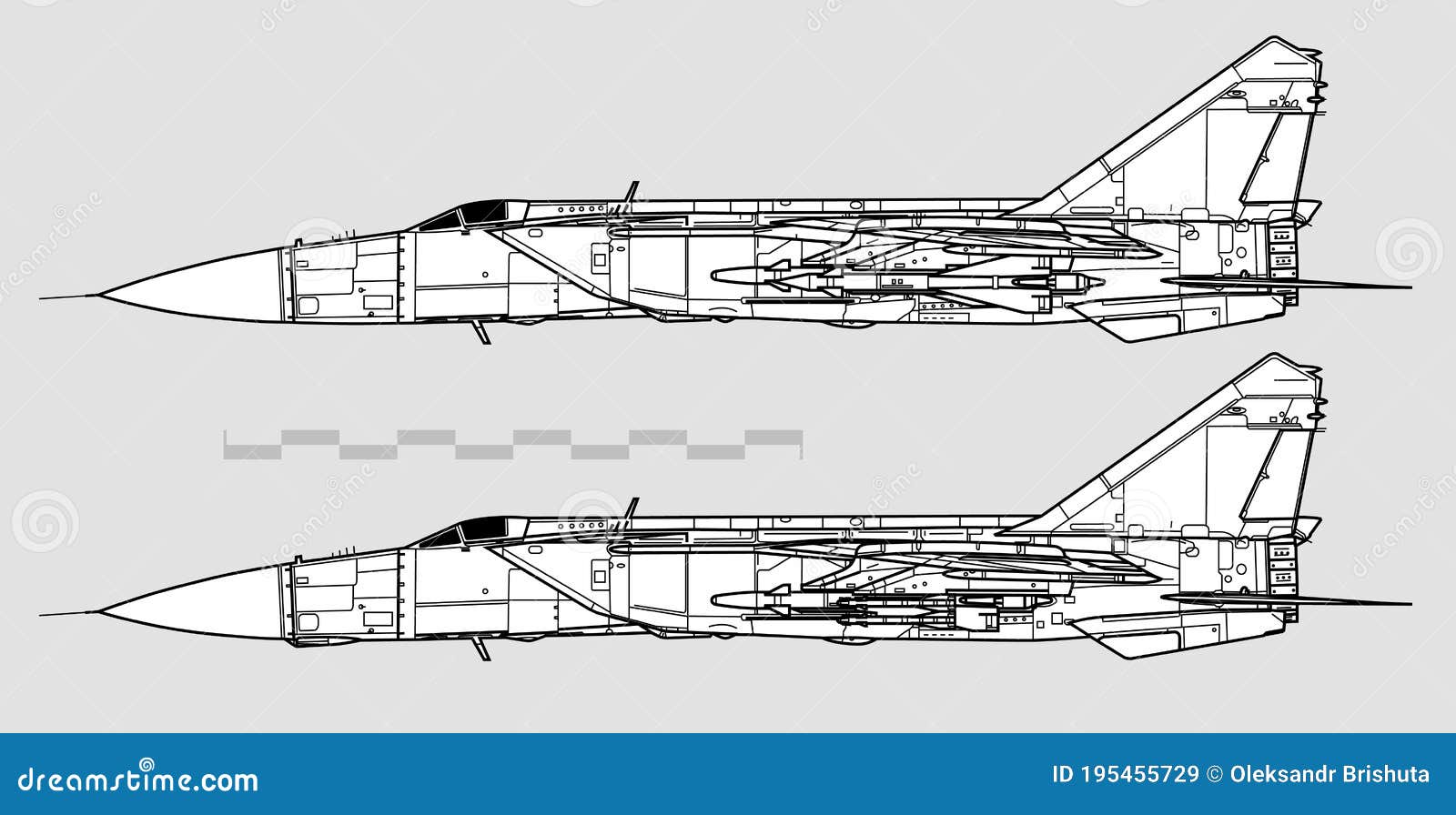 Mikoyan MiG-25 Foxbat. Vector Drawing of Supersonic Interceptor. Stock ...