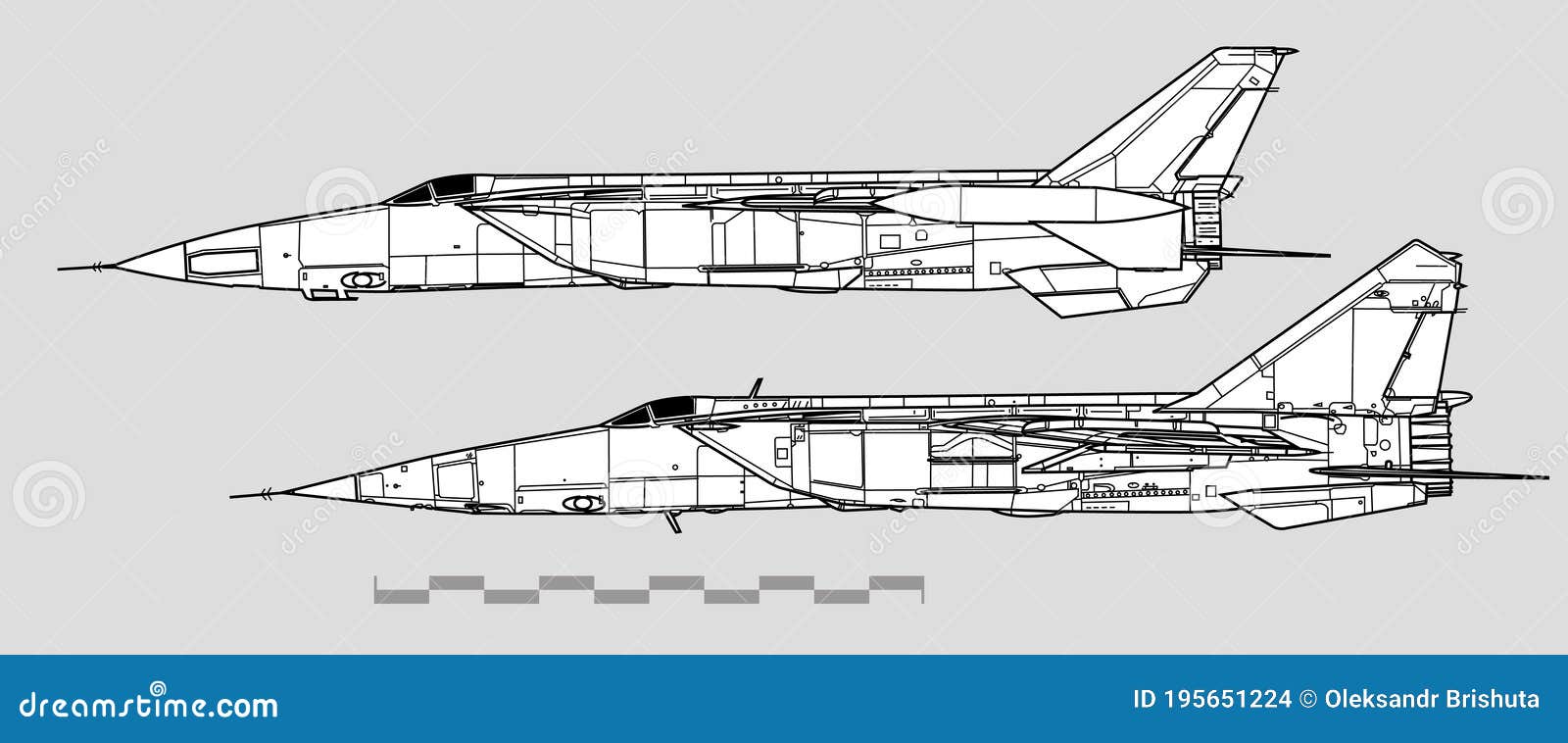 Mikoyan MiG-25R Foxbat. Vector Drawing Of Supersonic Reconnaissance ...