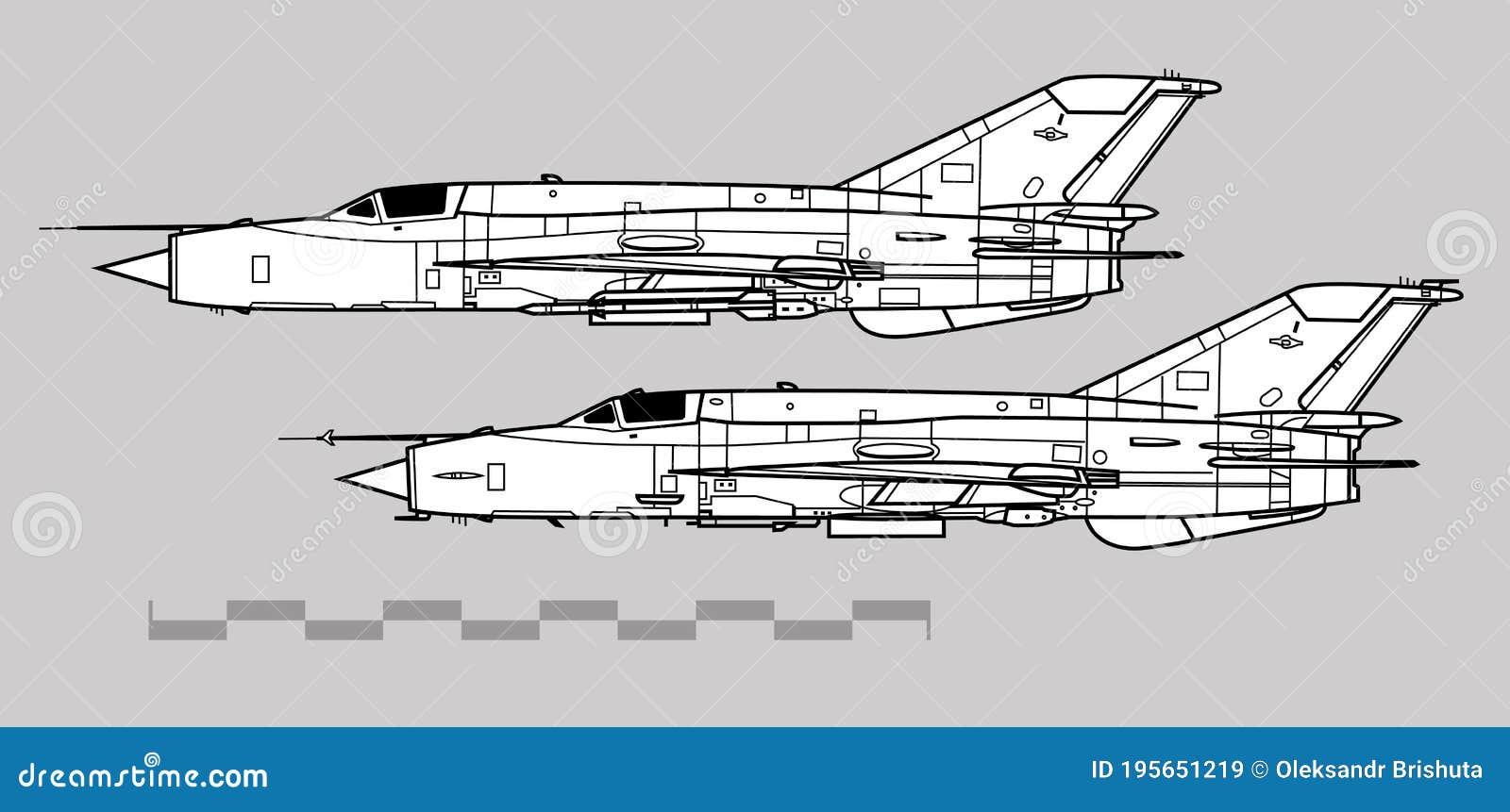 Mikoyan MiG-21 Fishbed. Vector Drawing Of Supersonic Tactical Fighter ...